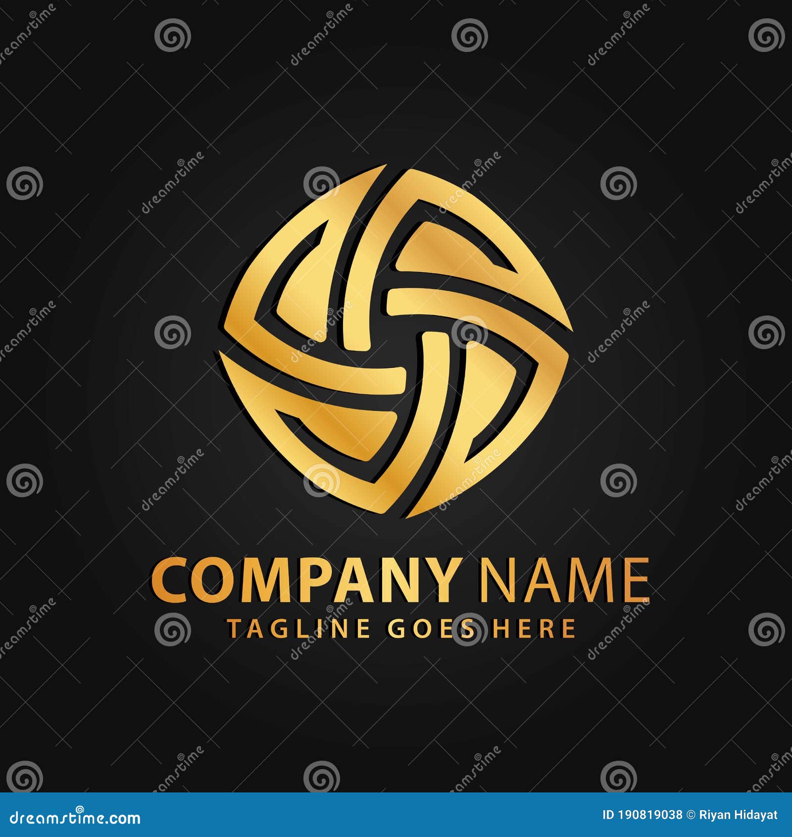 3D Gold Square Spinning Abstract Luxury Logos Design Vector ...