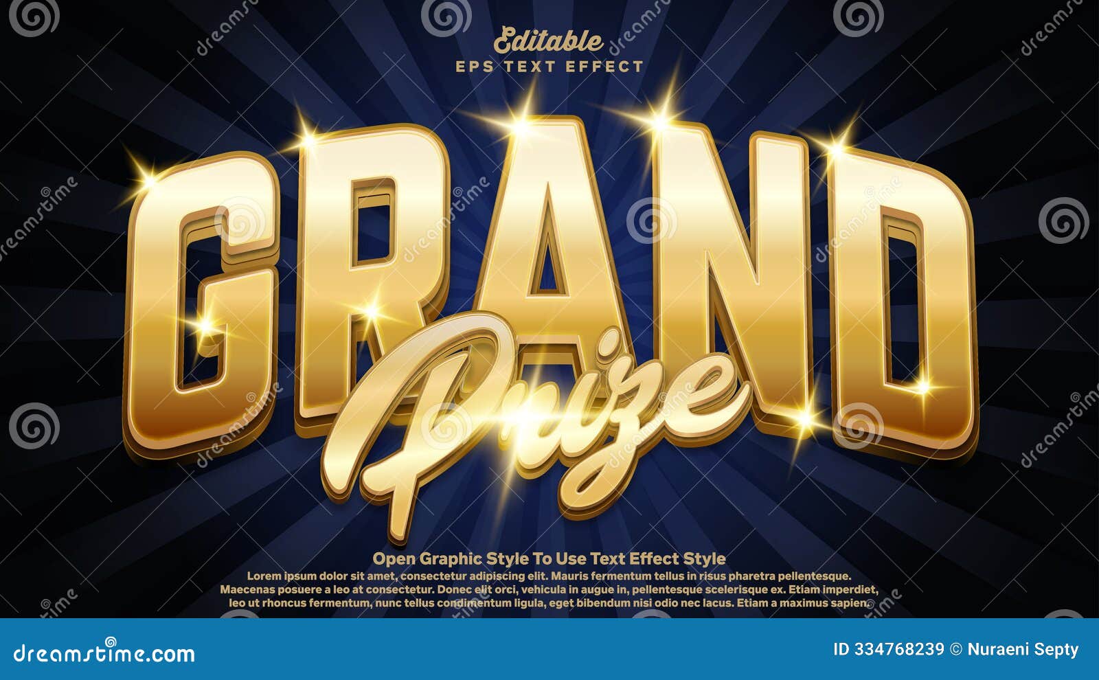 Golden Grand Price Editable Text Effect Stock Vector - Illustration of ...
