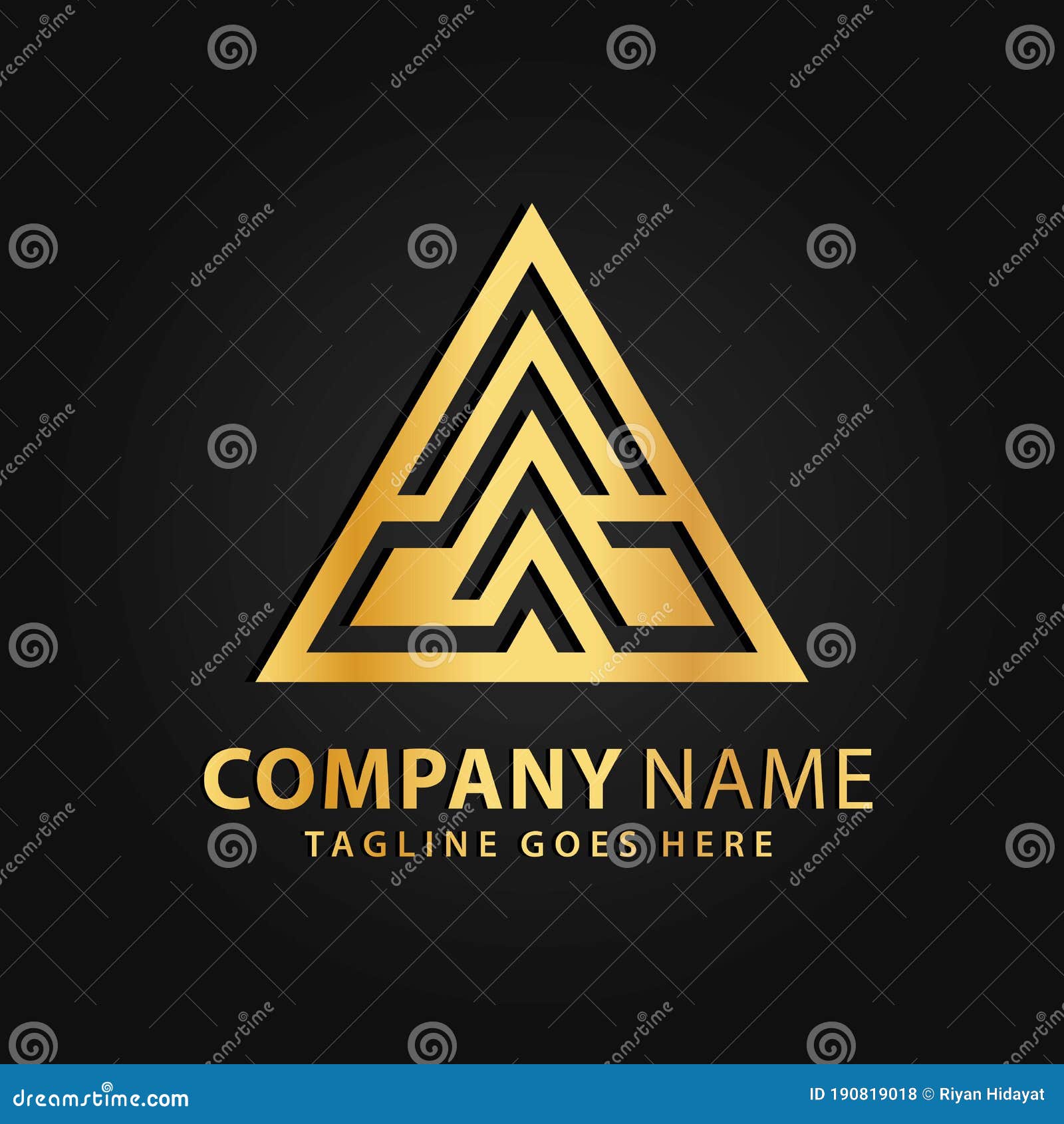 3D Gold Triangle Pyramid Abstract Logos Design Vector Illustration ...