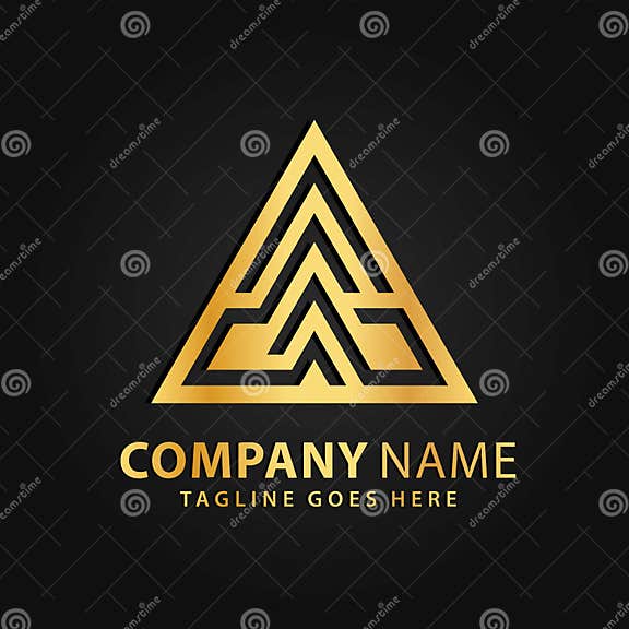 3D Gold Triangle Pyramid Abstract Logos Design Vector Illustration ...
