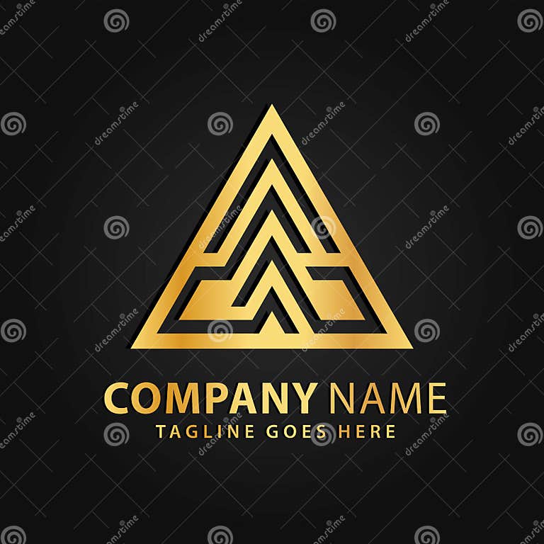 3D Gold Triangle Pyramid Abstract Logos Design Vector Illustration ...