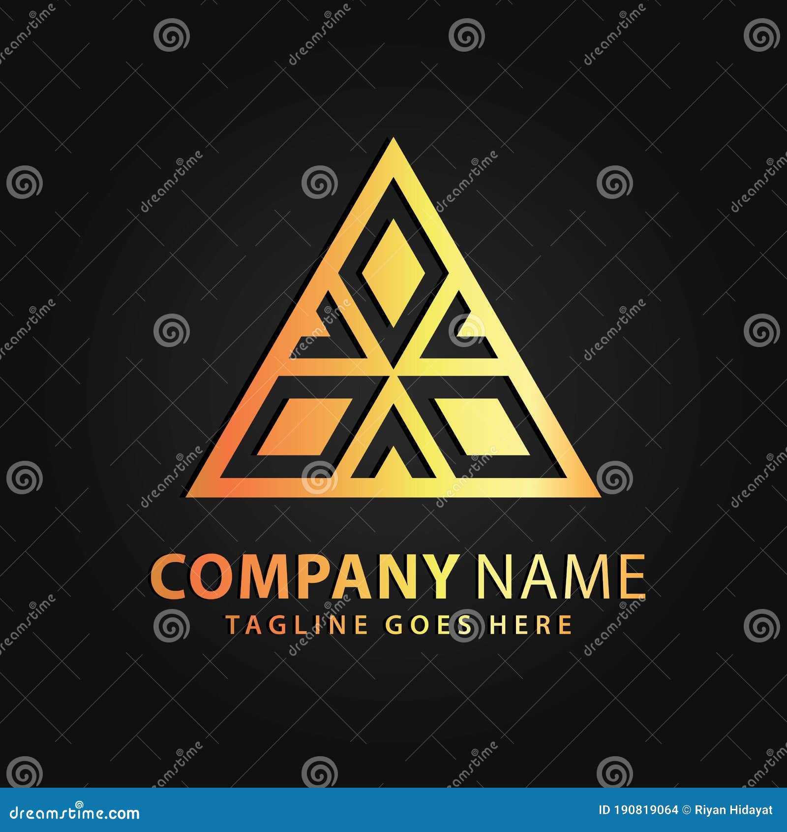 3D Gold Triangle Pyramid Abstract Luxury Logos Design Vector ...