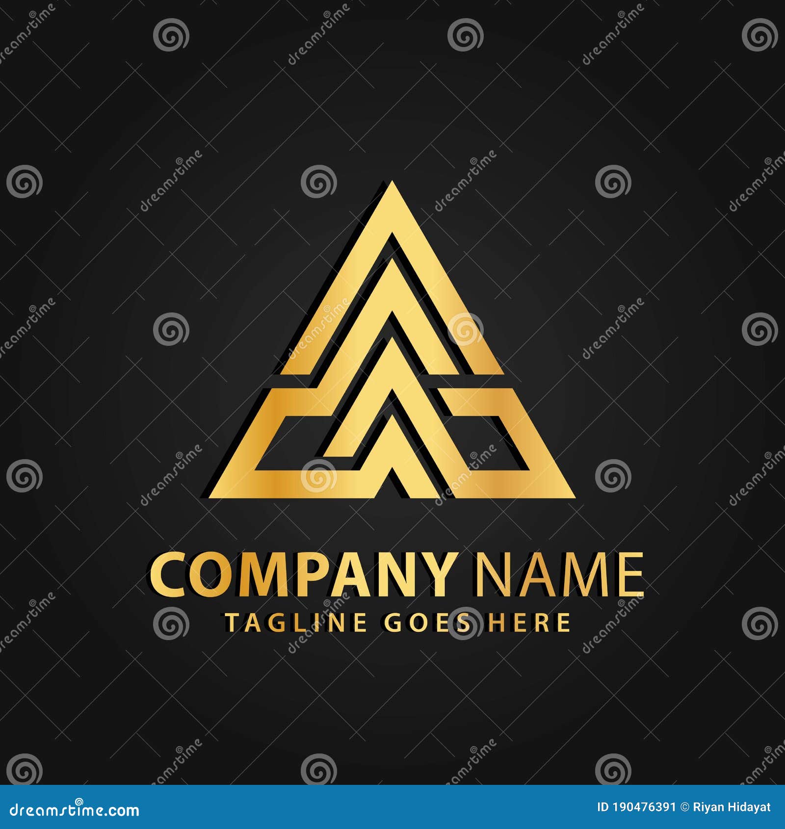 3D Gold Triangle Pyramid Abstract Modern Company Logos Design Vector ...