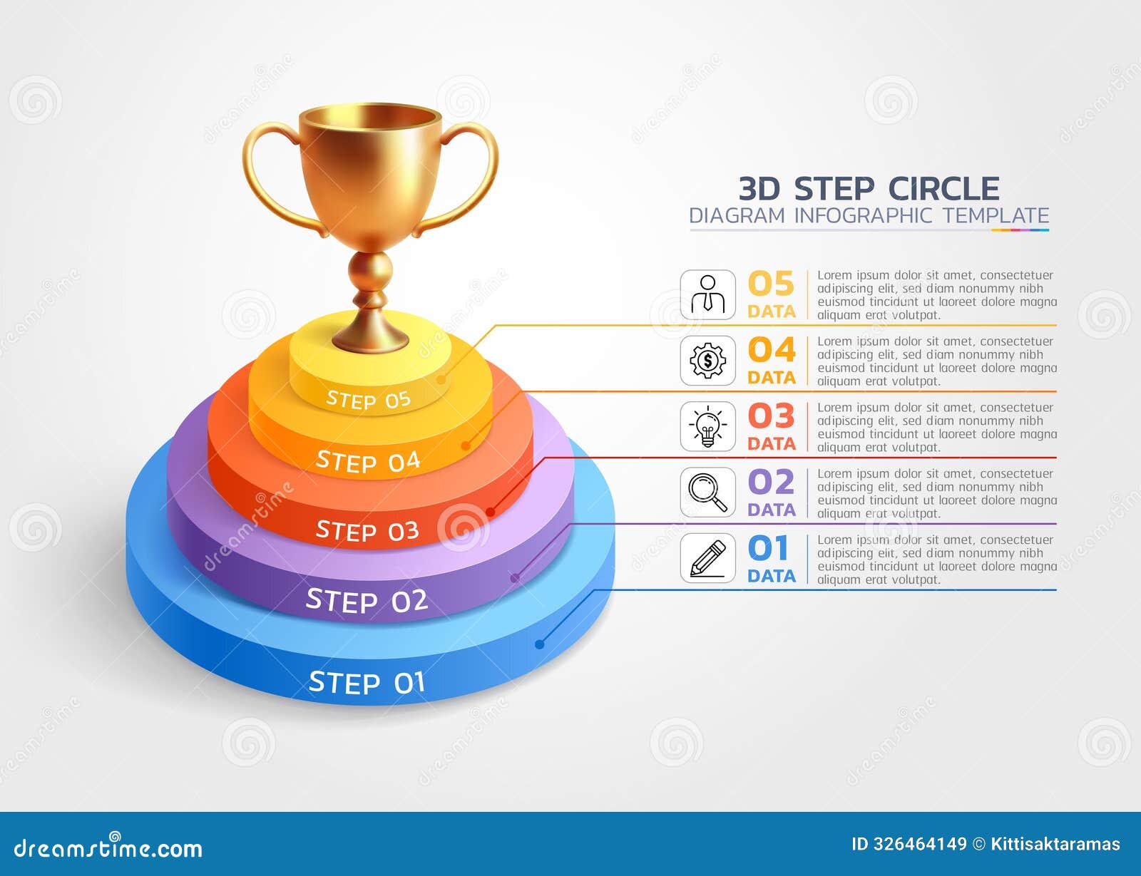 3d Gold Trophy Diagram Infographic Template Stock Illustration ...