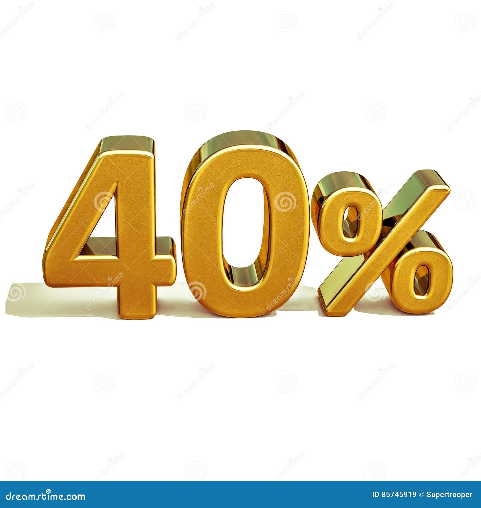 3d Gold 40 Vierzig Prozent-Rabatt-Zeichen Stock Abbildung ...