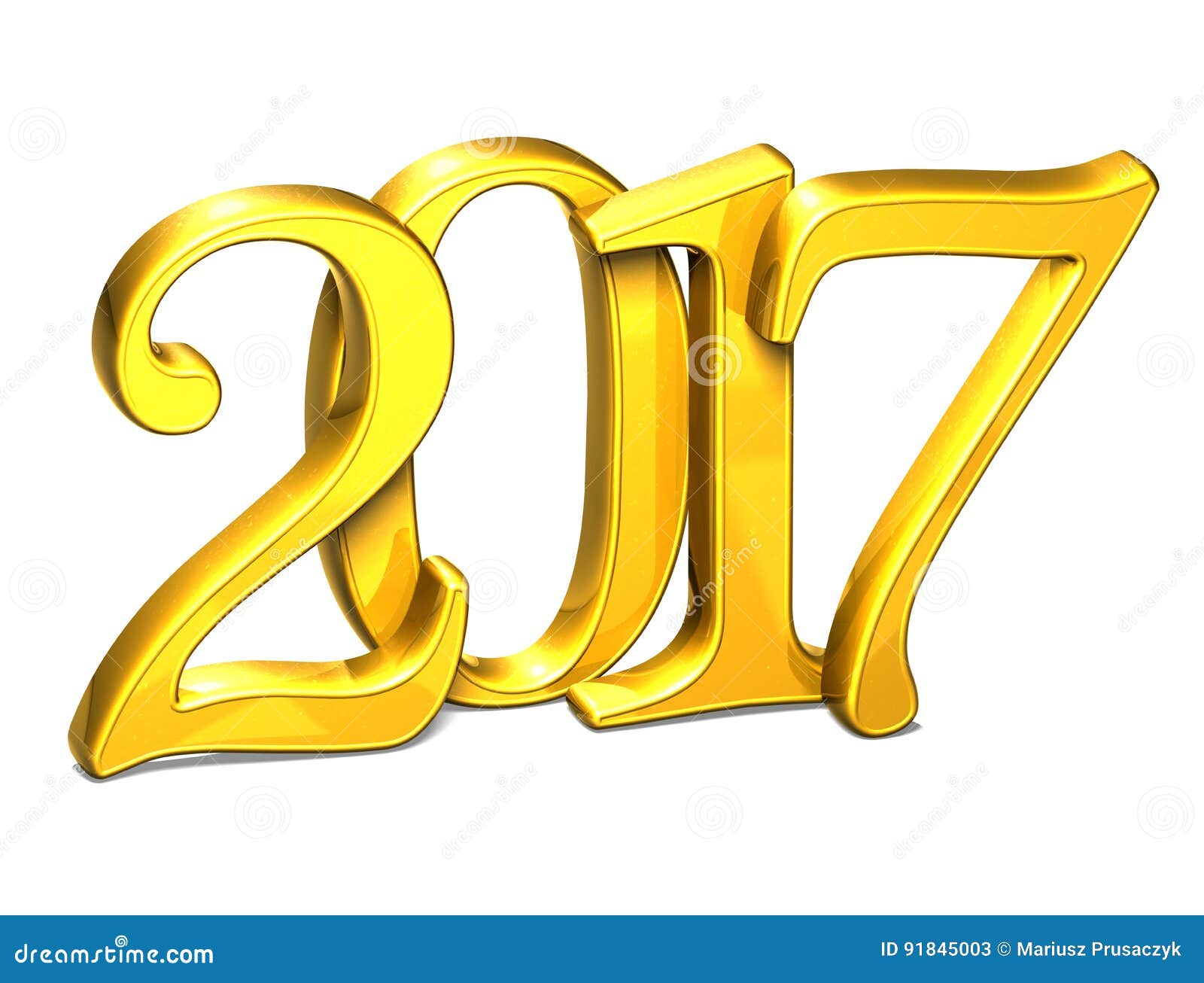 3D Gold Year 2017 on White Background Stock Illustration - Illustration ...