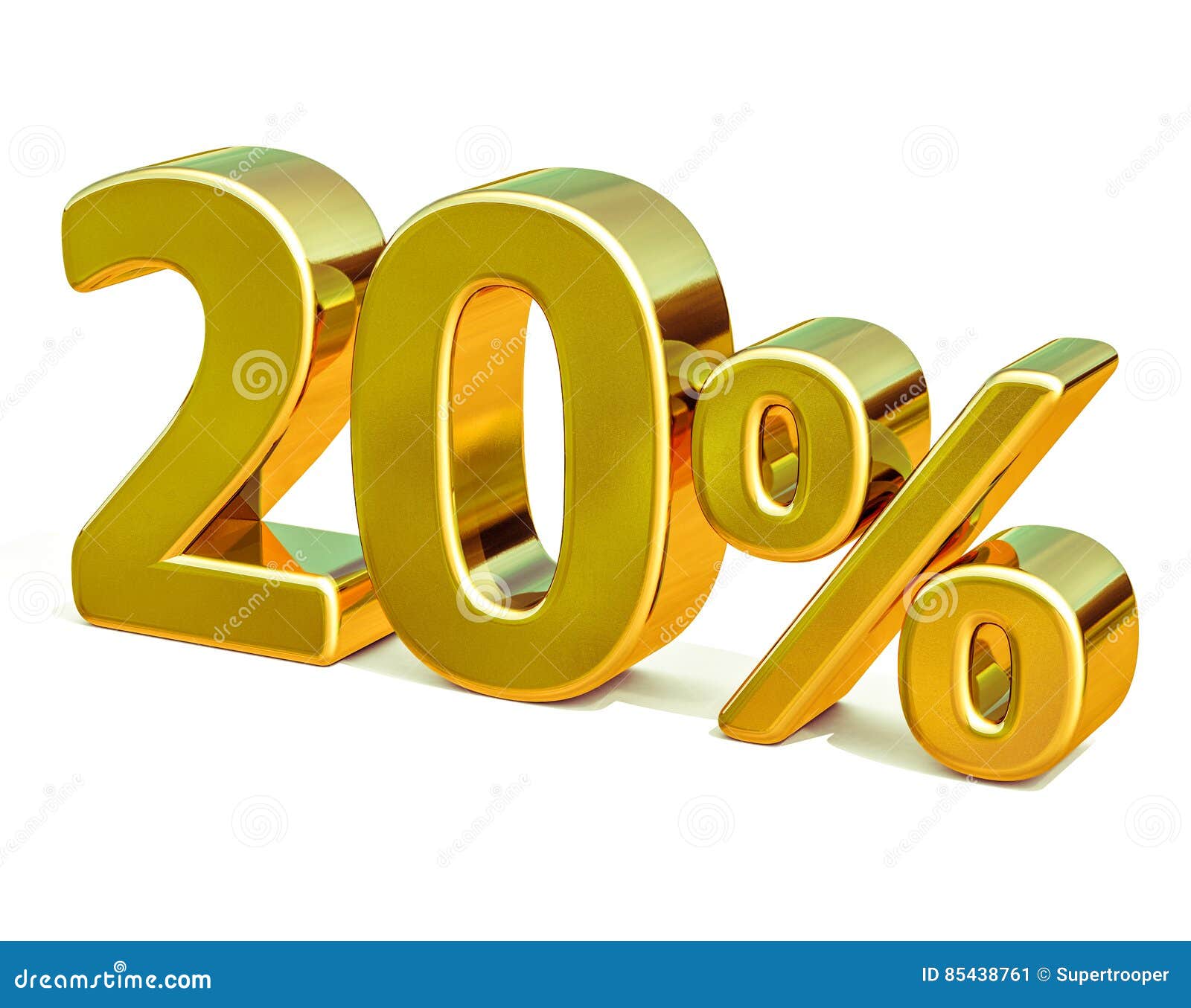 3d Gold 20 Zwanzig Prozent-Rabatt-Zeichen Stockbild - Bild von ...