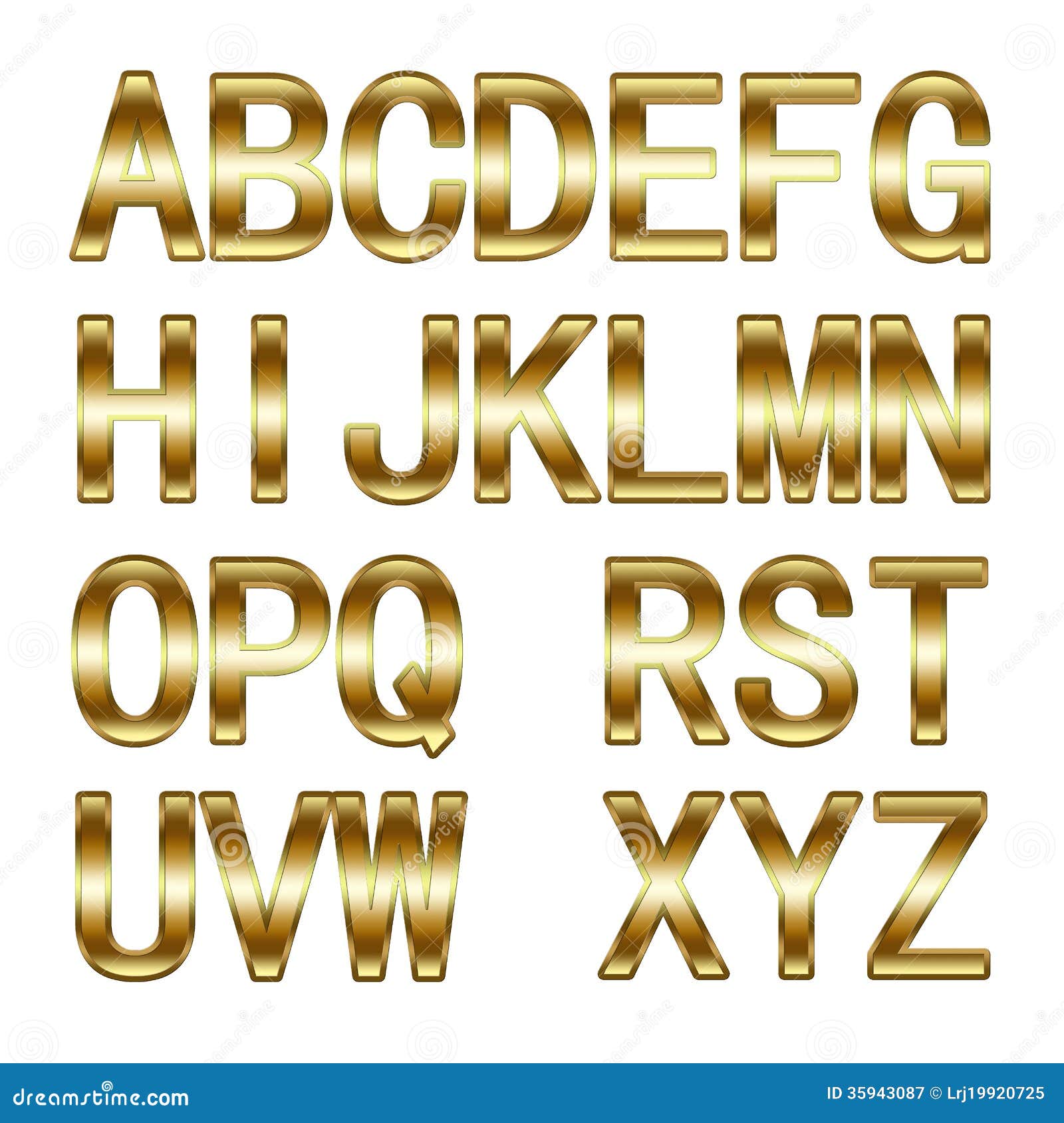 3D Golden Alphabet stock illustration. Illustration of gold - 35943087