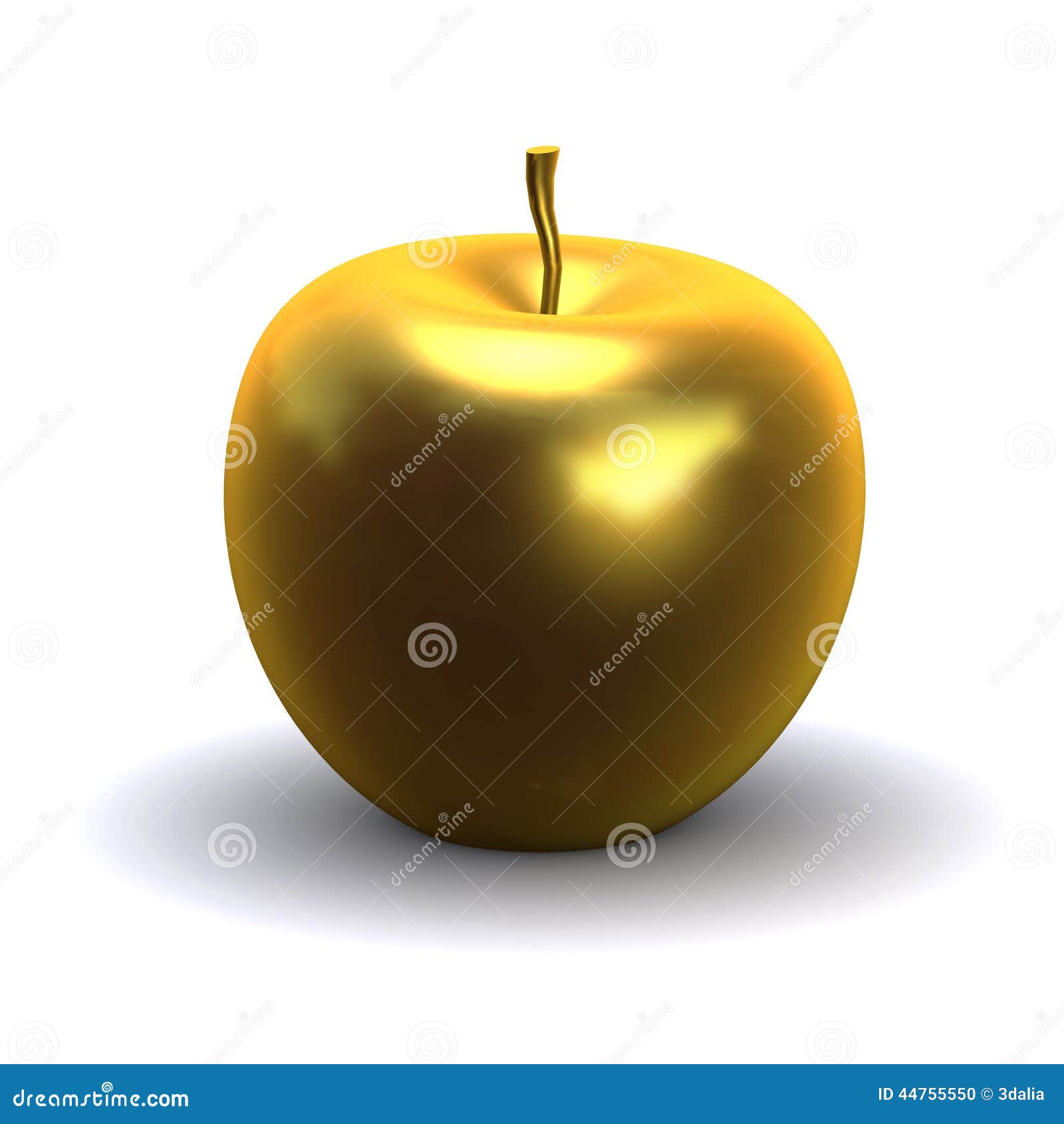 3d Golden apple stock illustration. Illustration of sweet - 44755550
