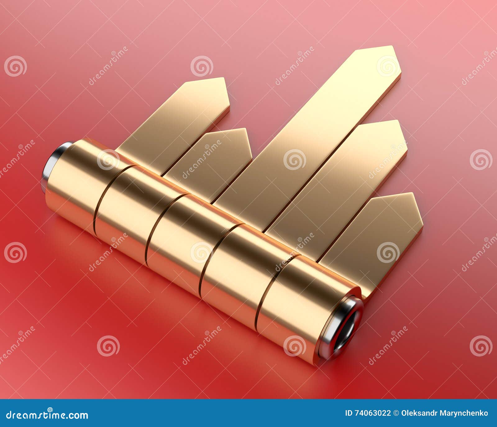3d Golden Arrow Stickers Chart Set With Cylinder. Stock Photo ...