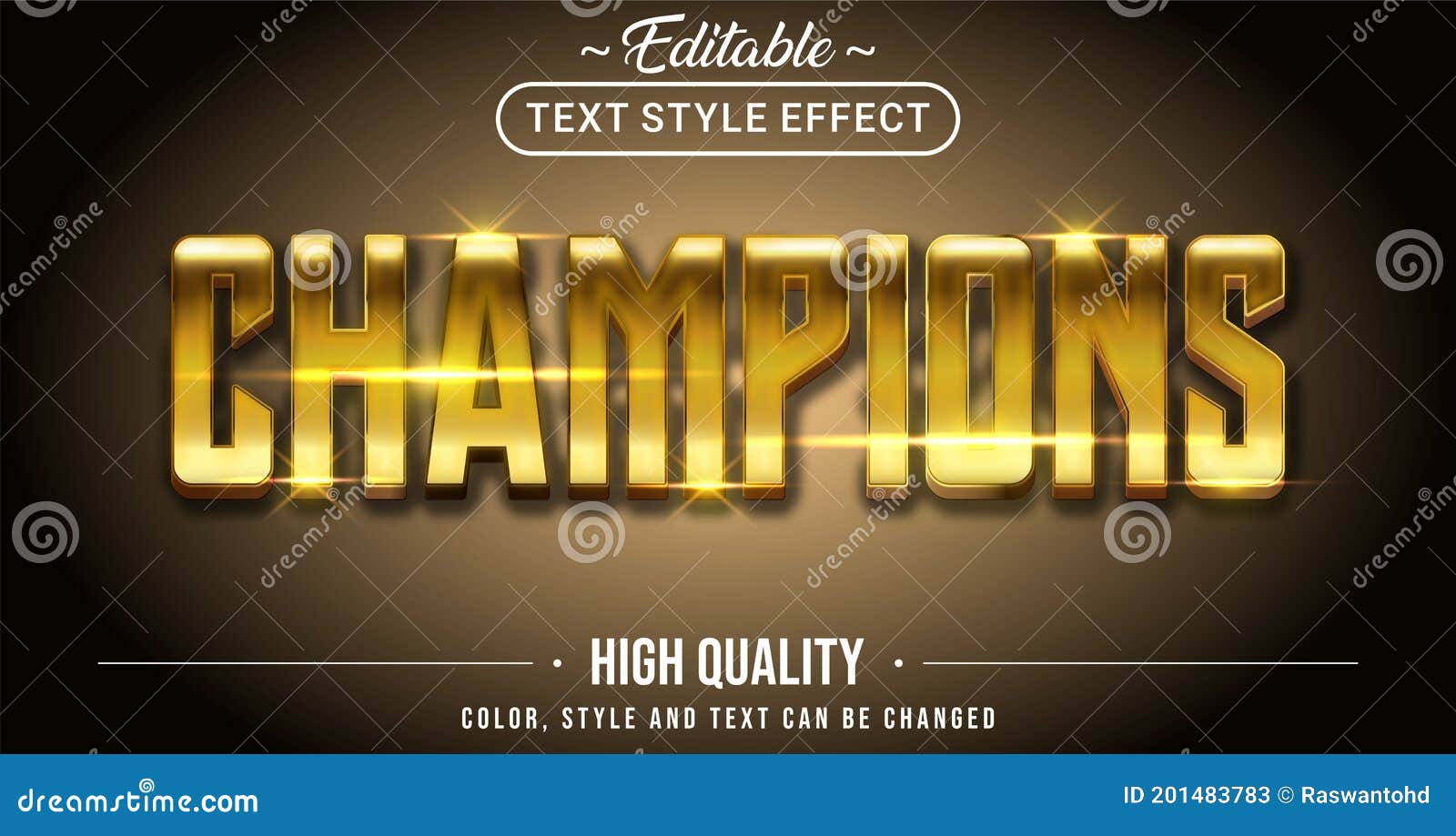 3D Golden Champion Text Effect - Editable Text Effect Stock Vector ...