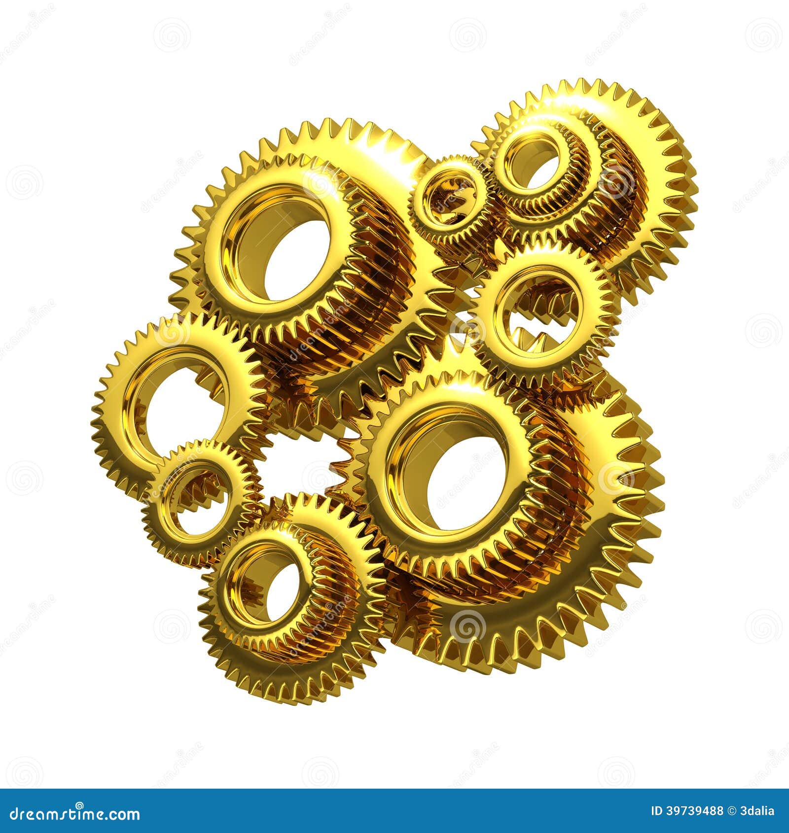 3d Golden cogs stock illustration. Illustration of ingot - 39739488