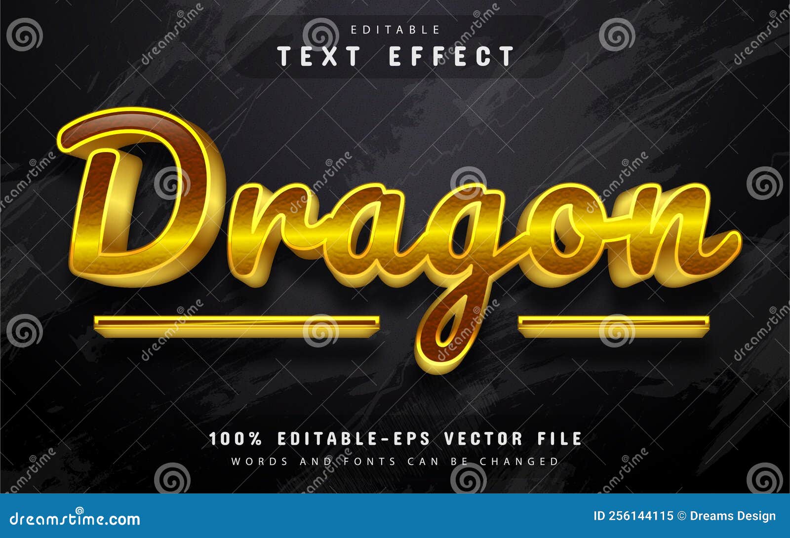 3d Golden Dragon Text Effect Editable Stock Vector - Illustration of ...