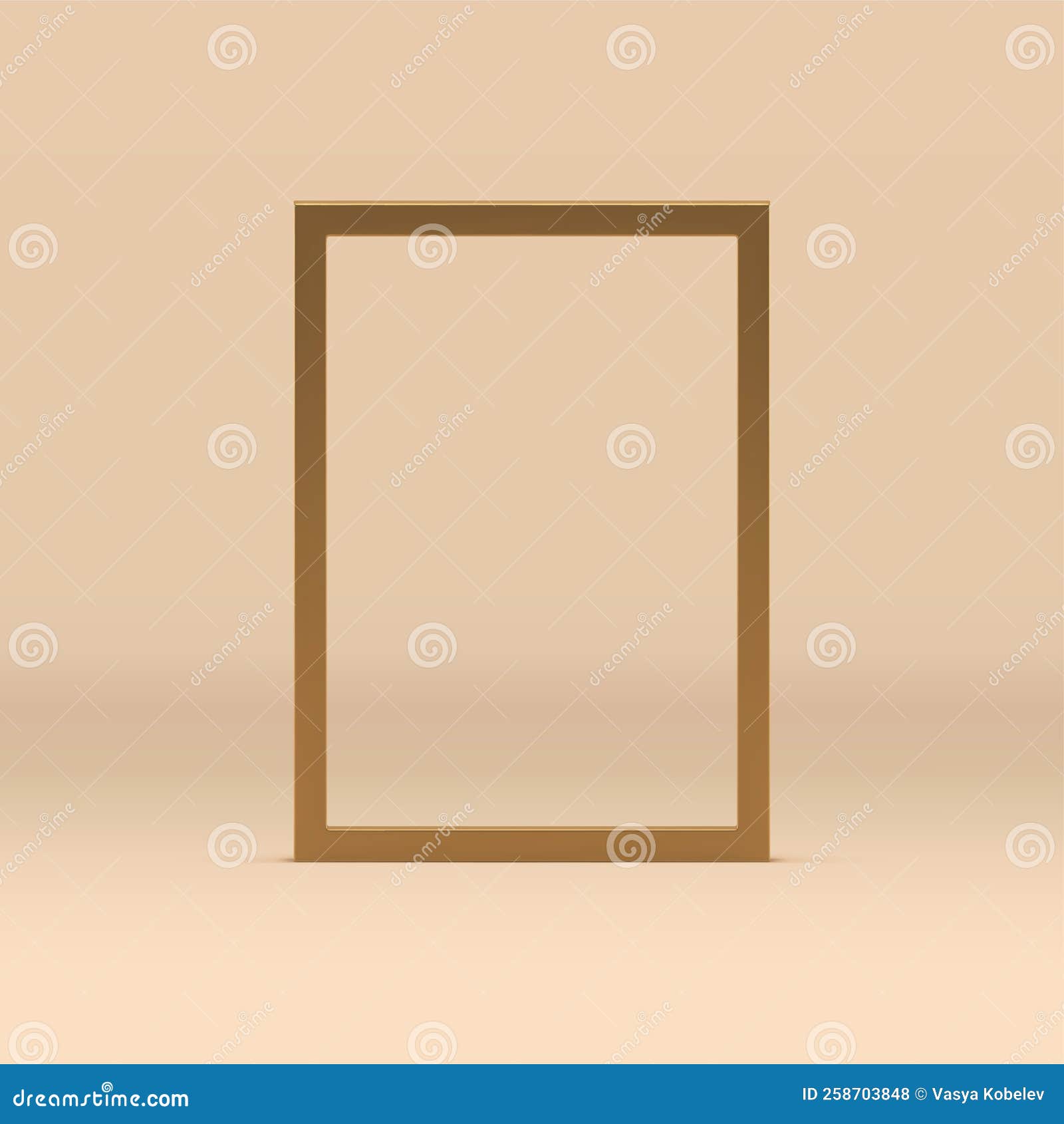 3d Golden Frame Geometric Decor Element Vertical Rectangle Foundation ...