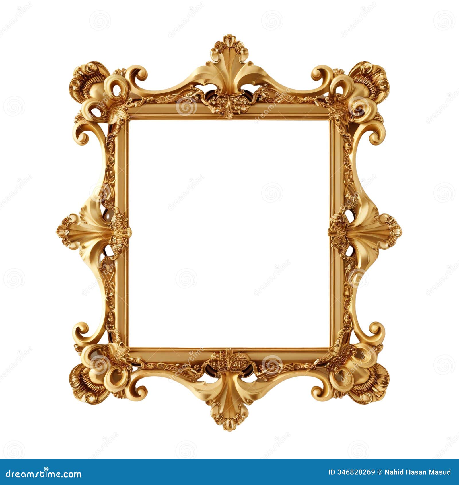 3d Golden Frame on White Background Render Ultra Real Stock ...