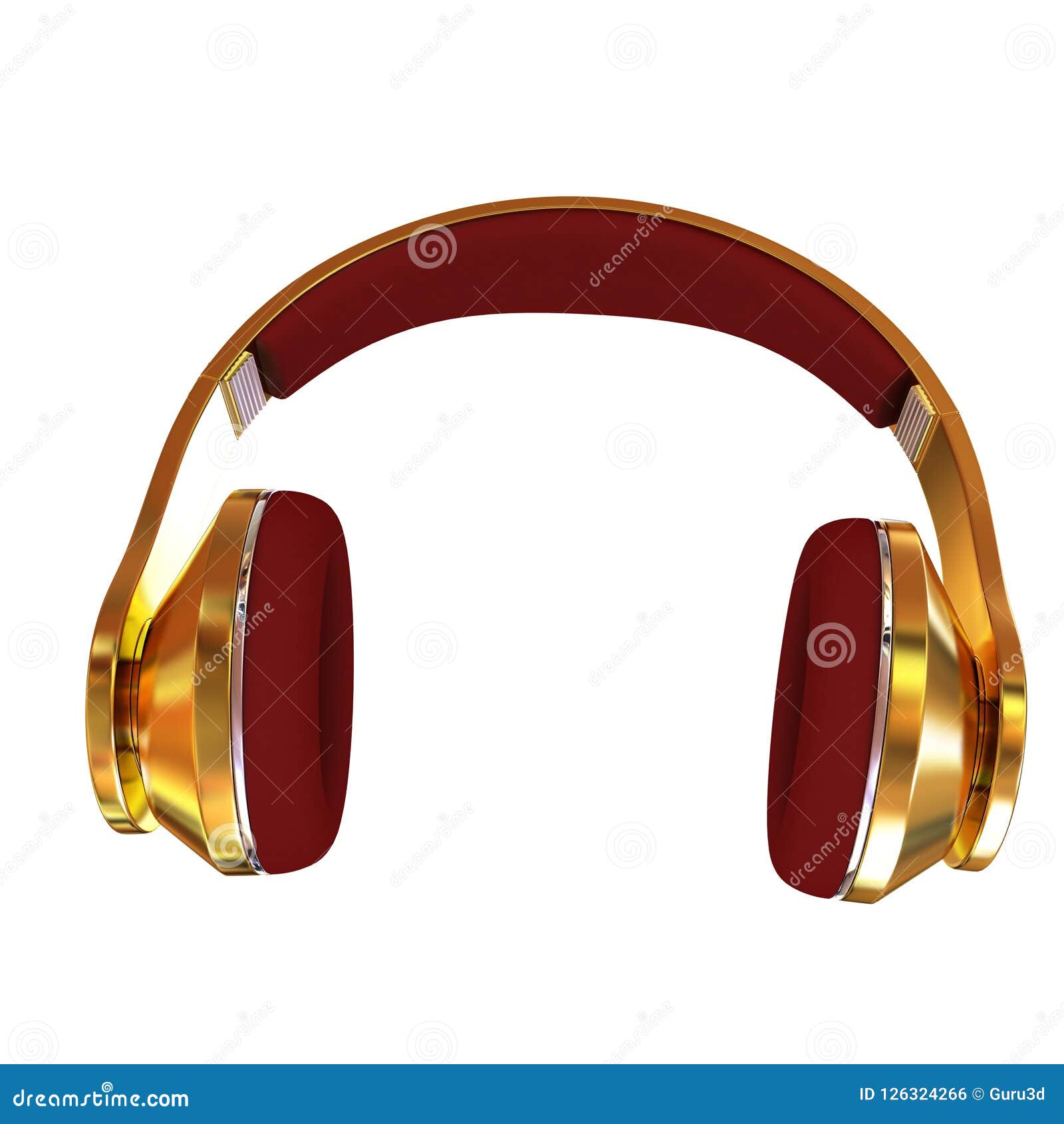 3d Golden headphones stock illustration. Illustration of head - 126324266