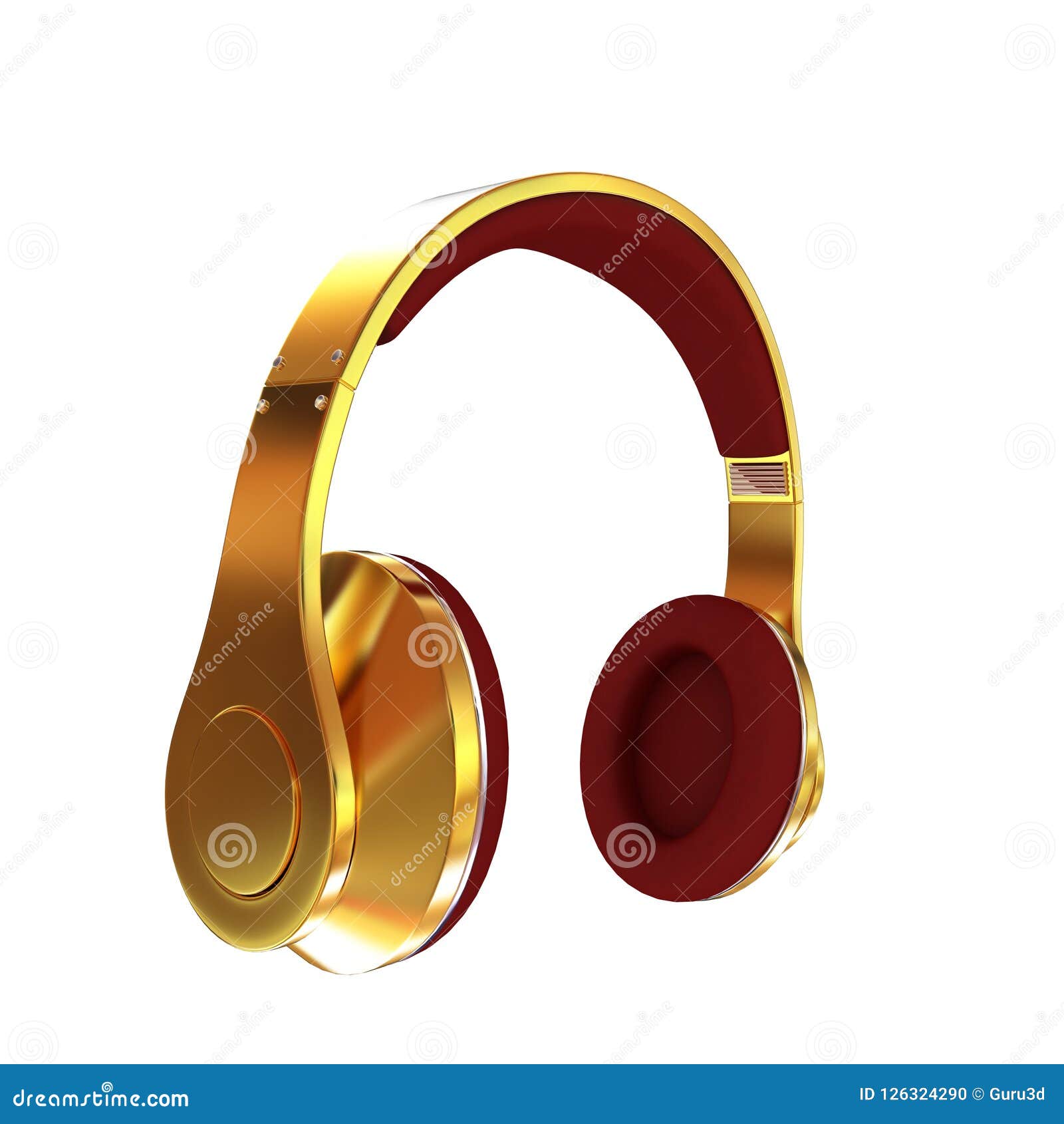 3d Golden headphones stock illustration. Illustration of audio - 126324290