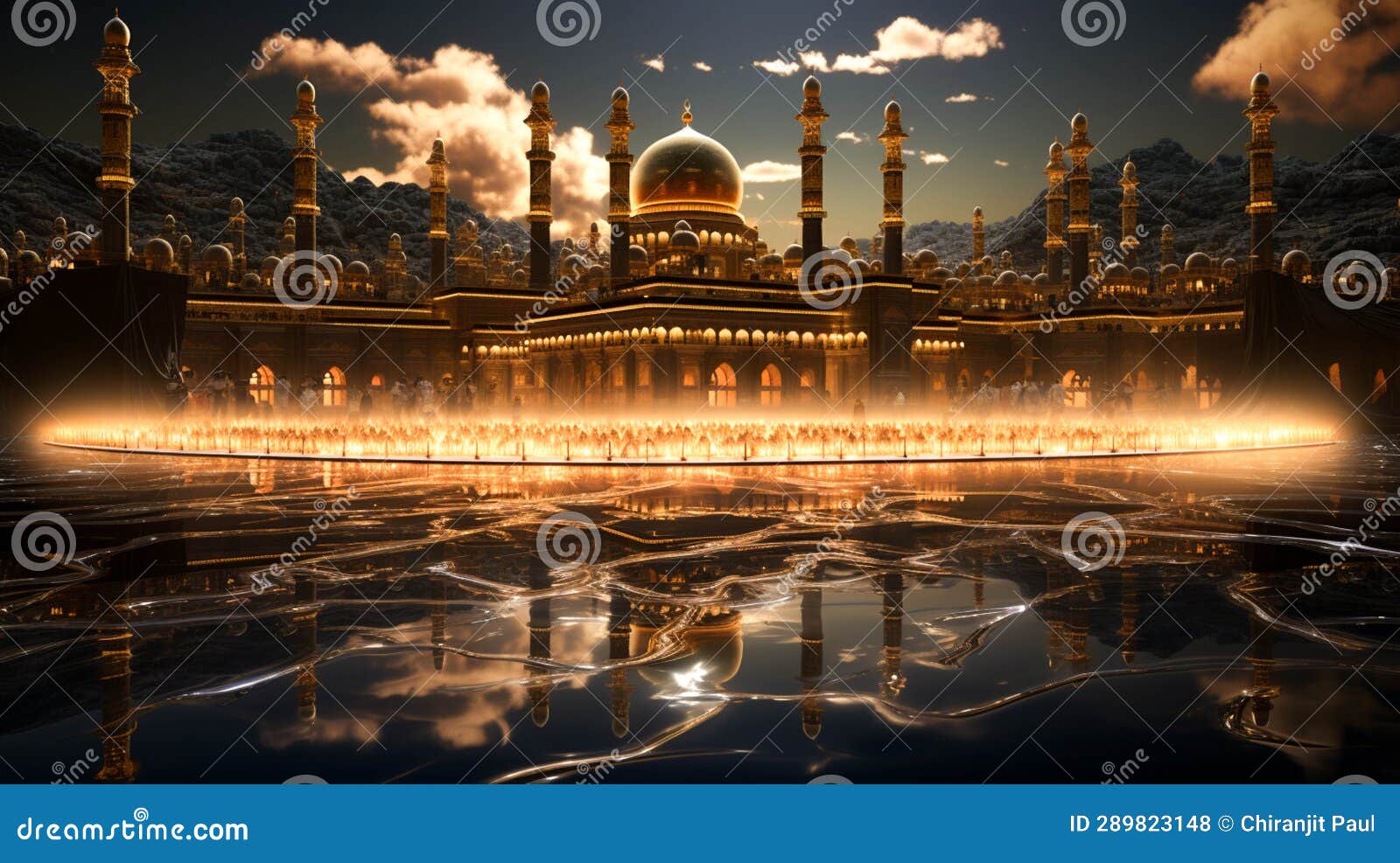 Golden Kaaba With Green Dome In Mecca Isolated On White Royalty-Free ...