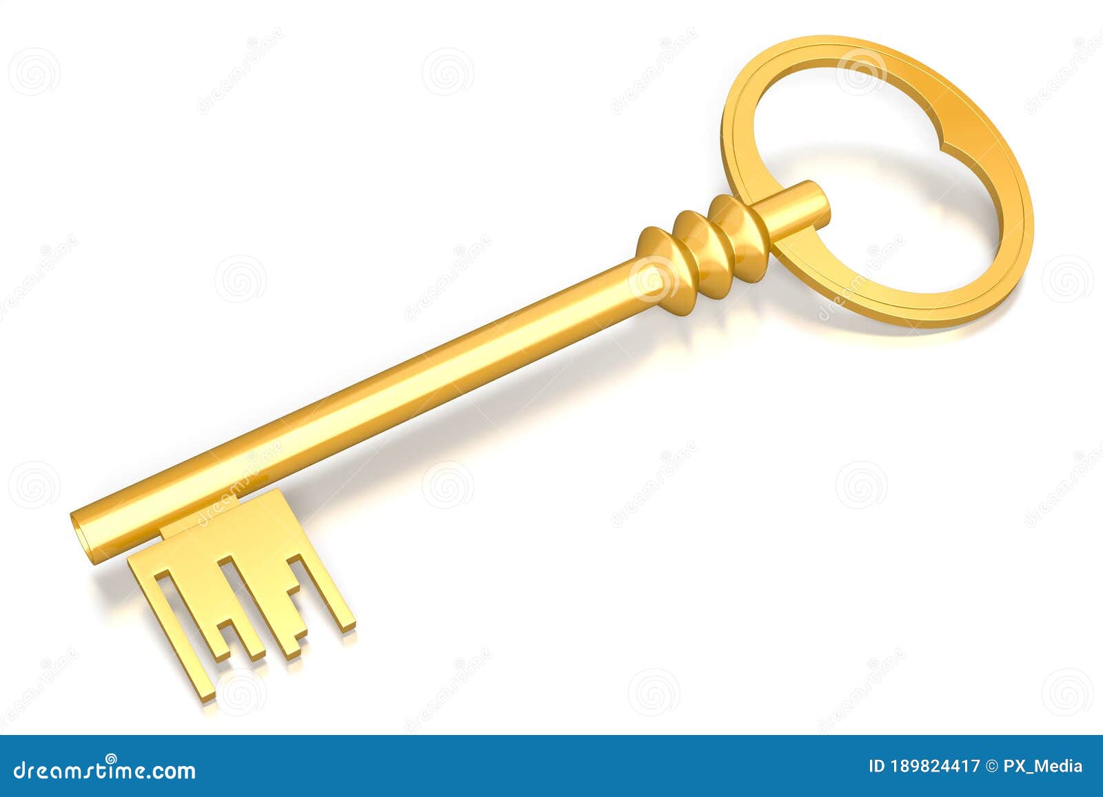 3D Golden Key on White Background Stock Illustration - Illustration of ...