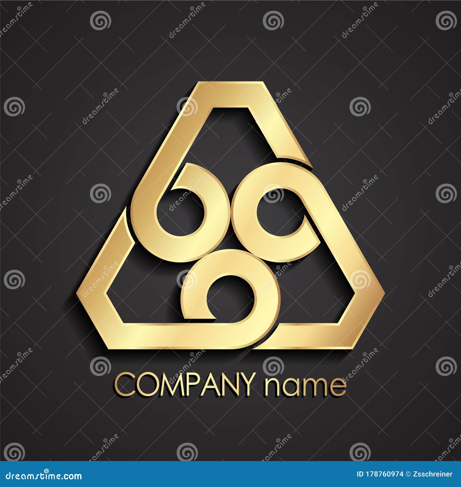 3d Golden Linear Shape Abstract Triangle Logo Stock Vector ...