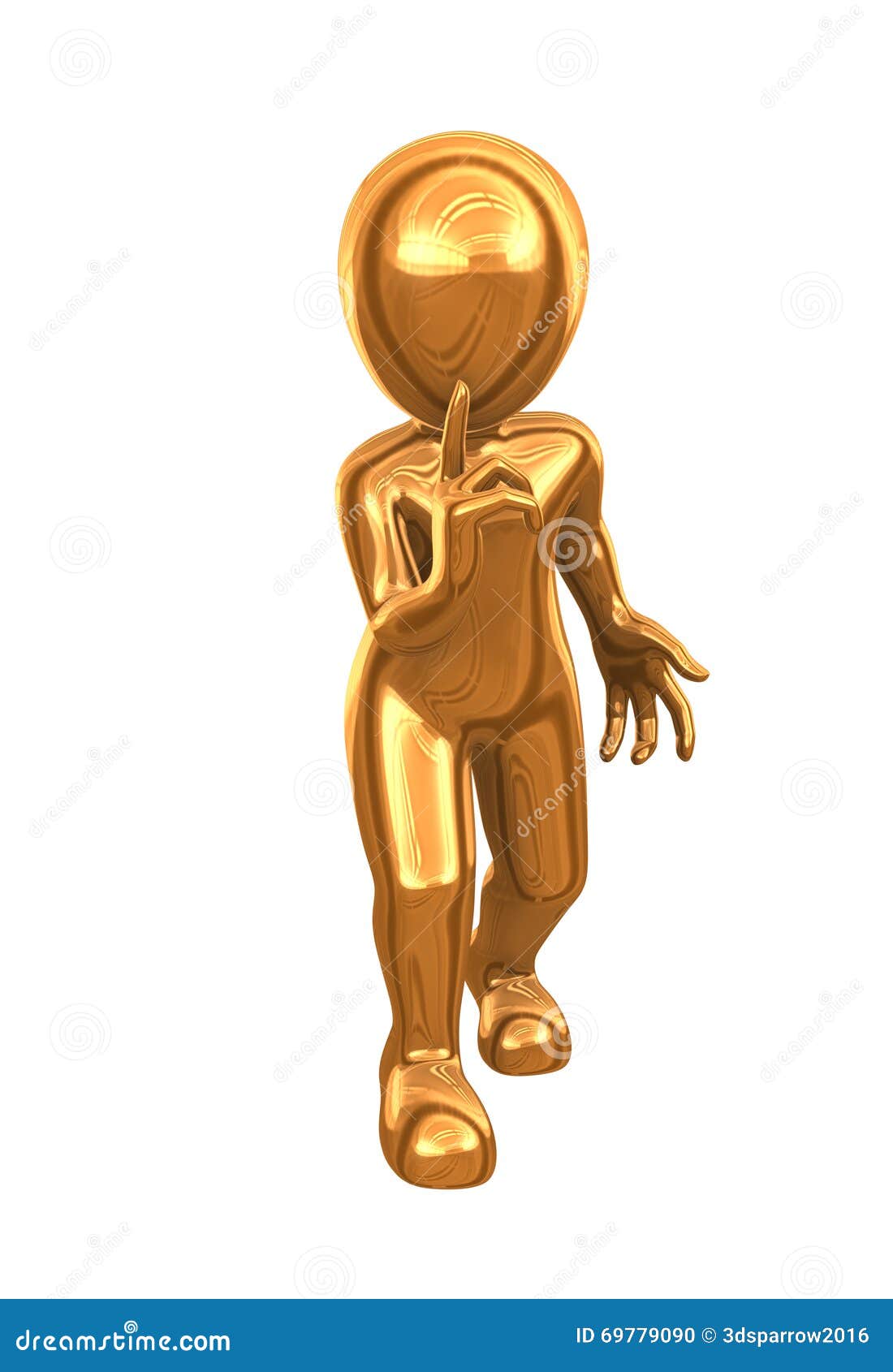 3d Golden Man. Silence is Gold.. Stock Illustration - Illustration of ...