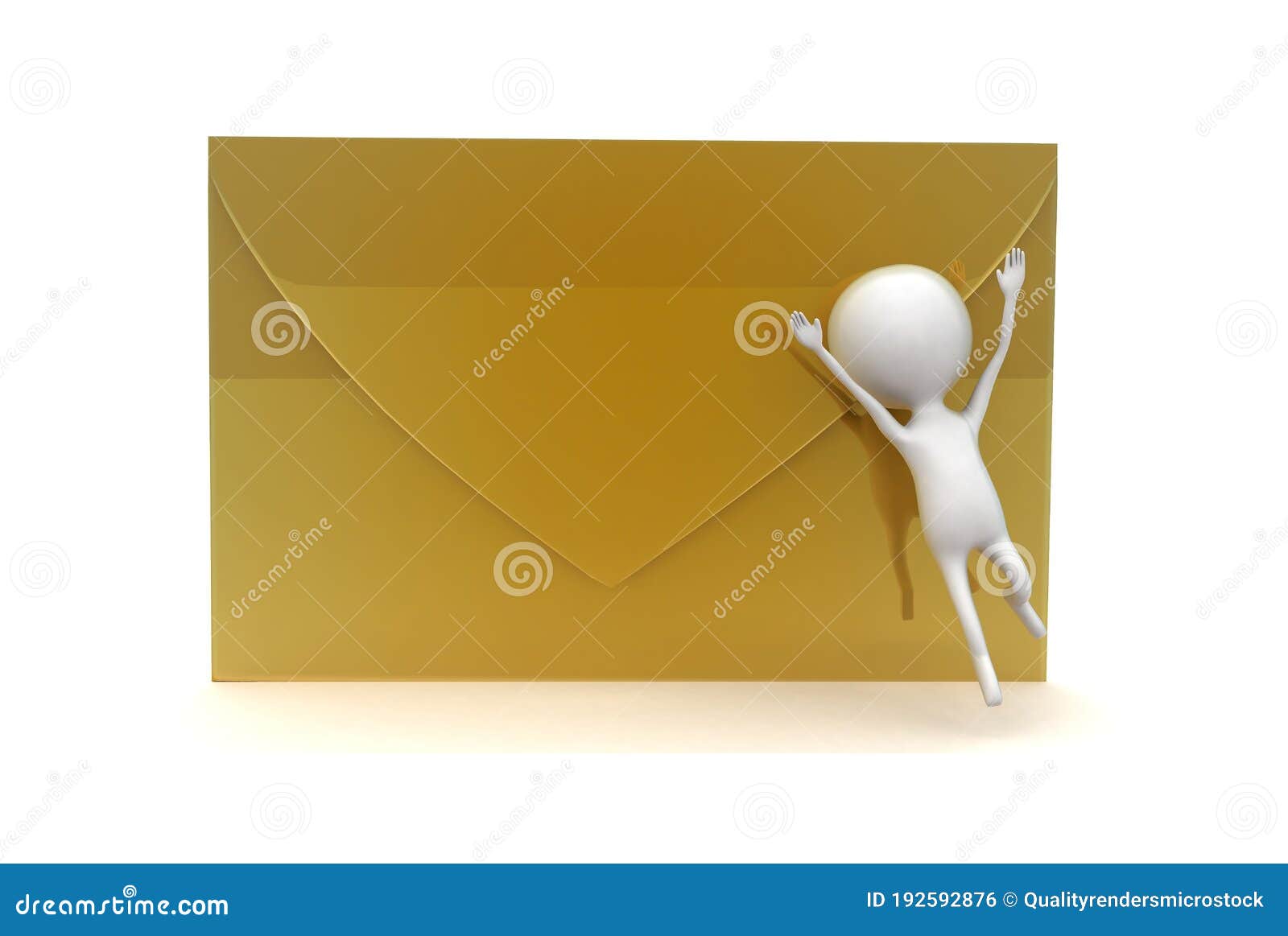 3d Golden Message and Excited Jumping Character Concept Stock ...