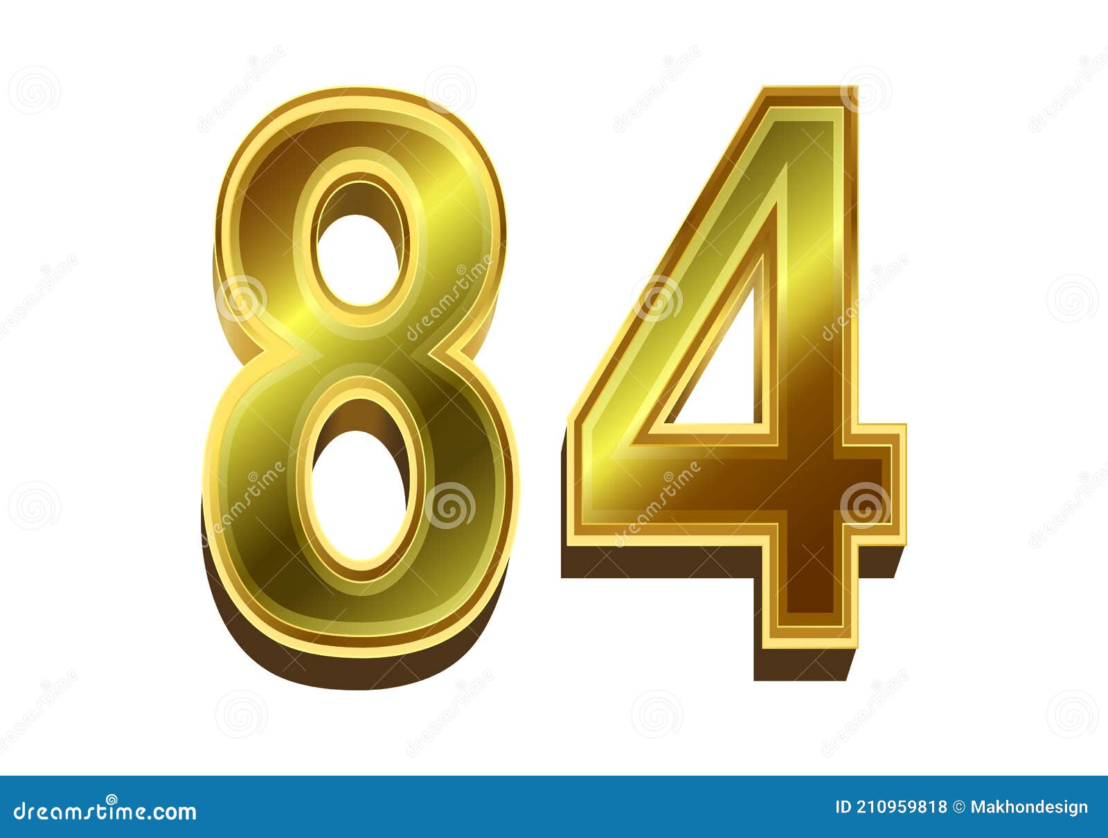 3d Golden Number 84 Isolated on White Background Stock Vector ...