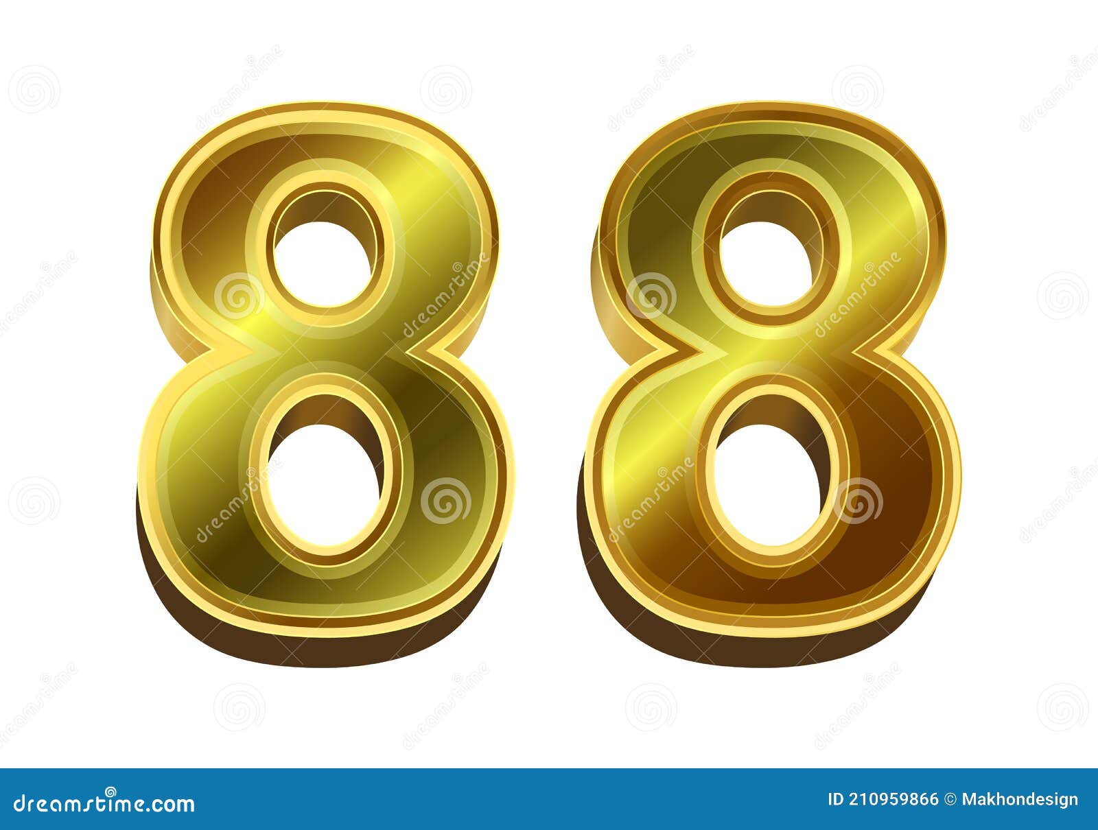 3d Golden Number 88 Isolated on White Background Stock Vector ...