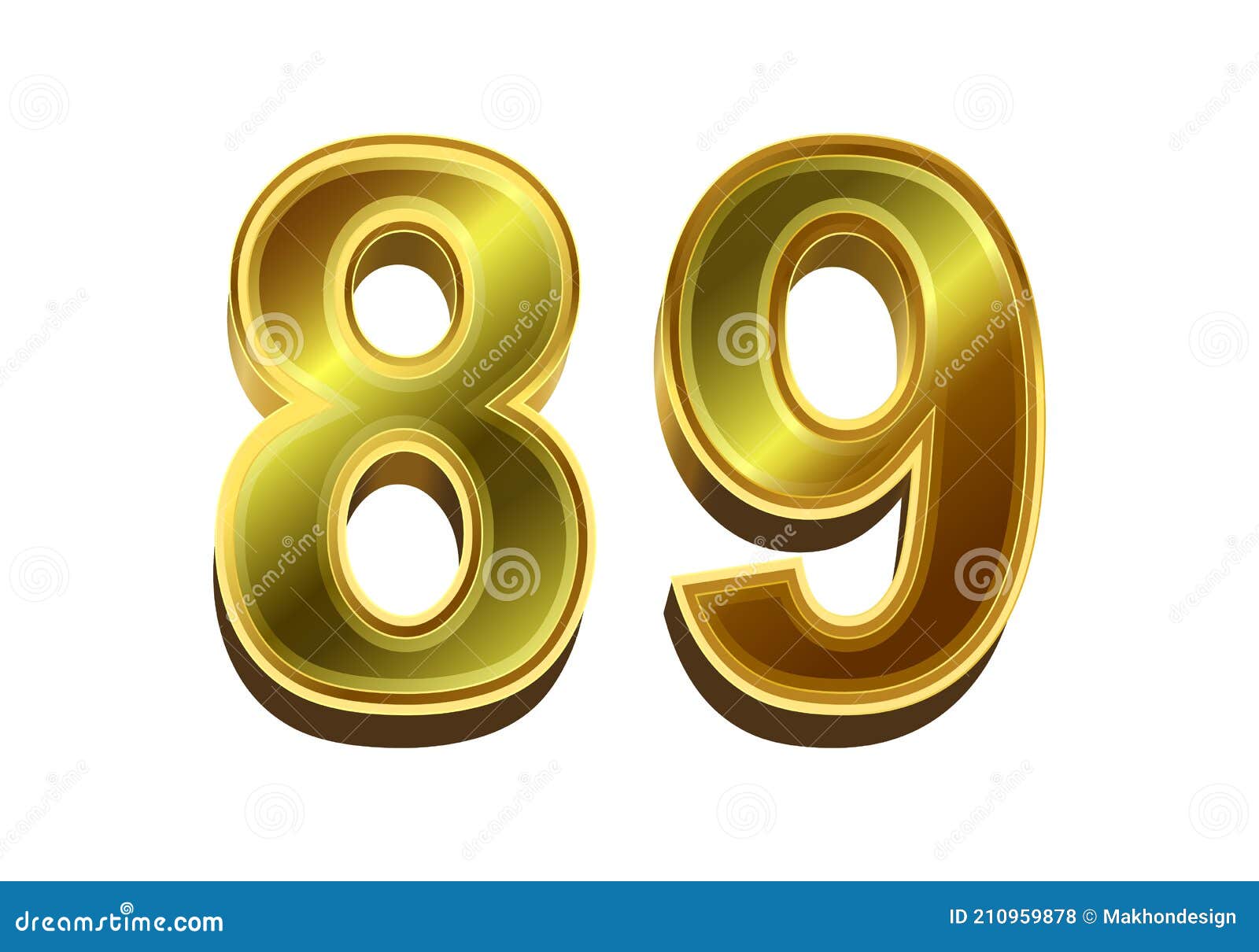 3d Golden Number 89 Isolated on White Background Stock Vector ...