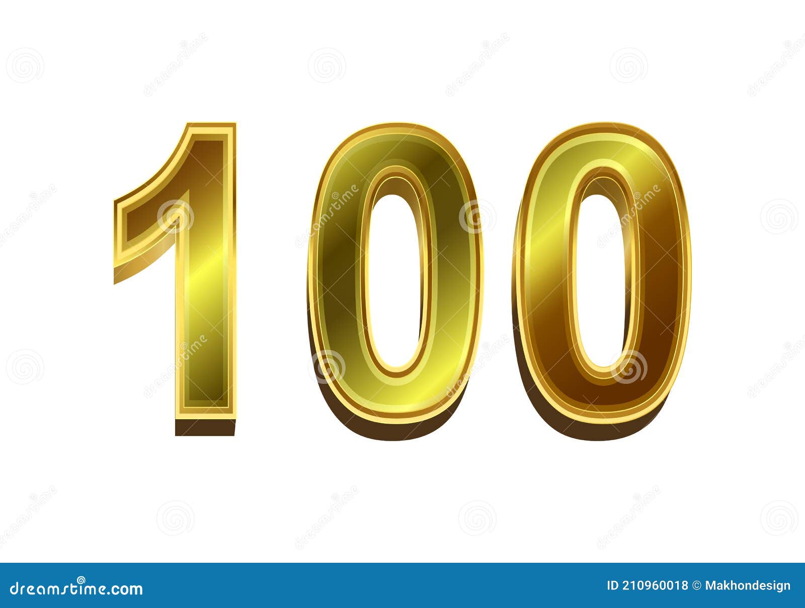 3d Golden Number 100 Isolated on White Background Stock Vector ...