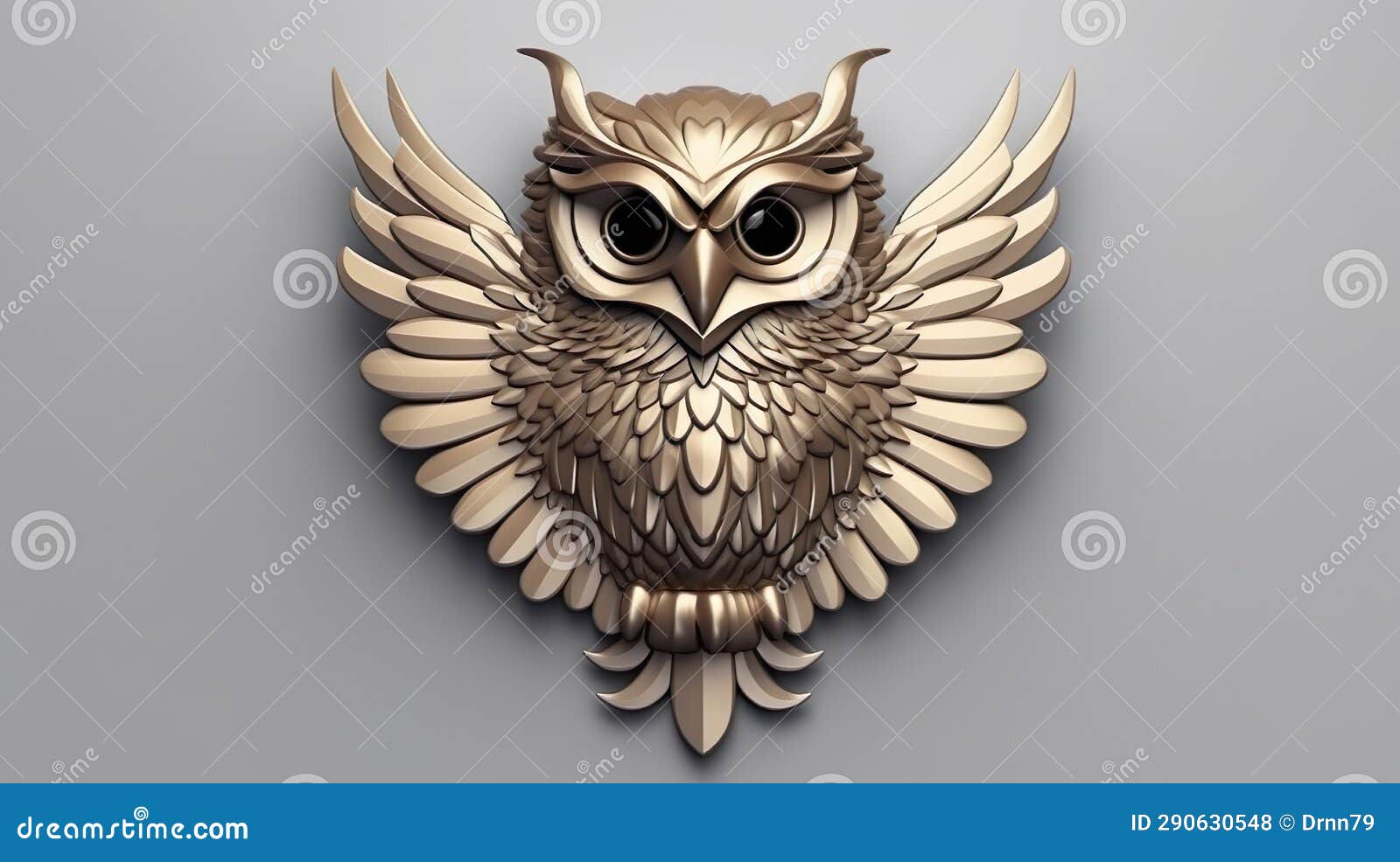 3d Golden Owl Simple Shape Logo Desing Stock Illustration ...