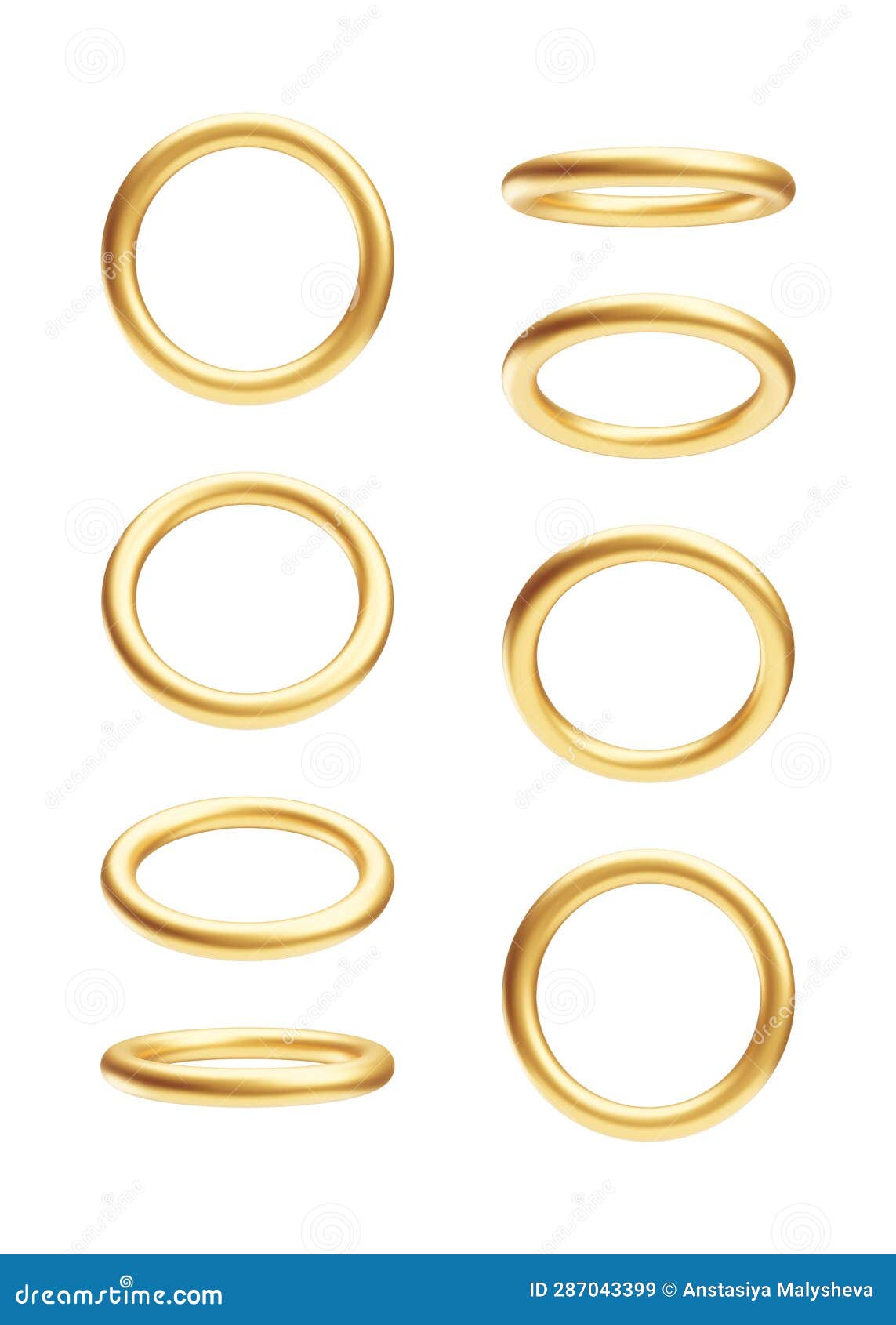 3d Golden Rings, Decorative Design Elements, Accessories from Different ...