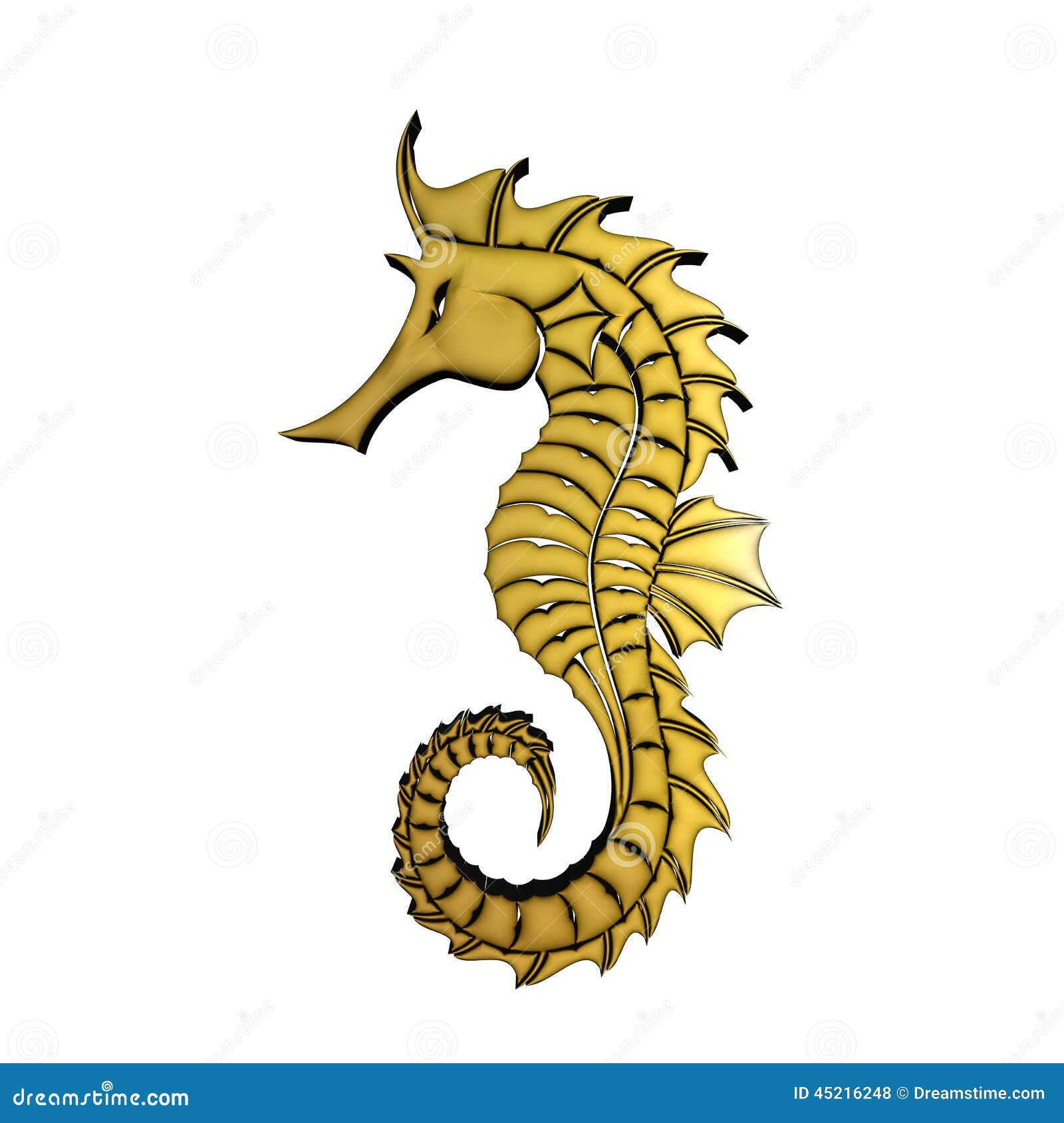 3D Golden Sea Horse stock illustration. Illustration of horse - 45216248