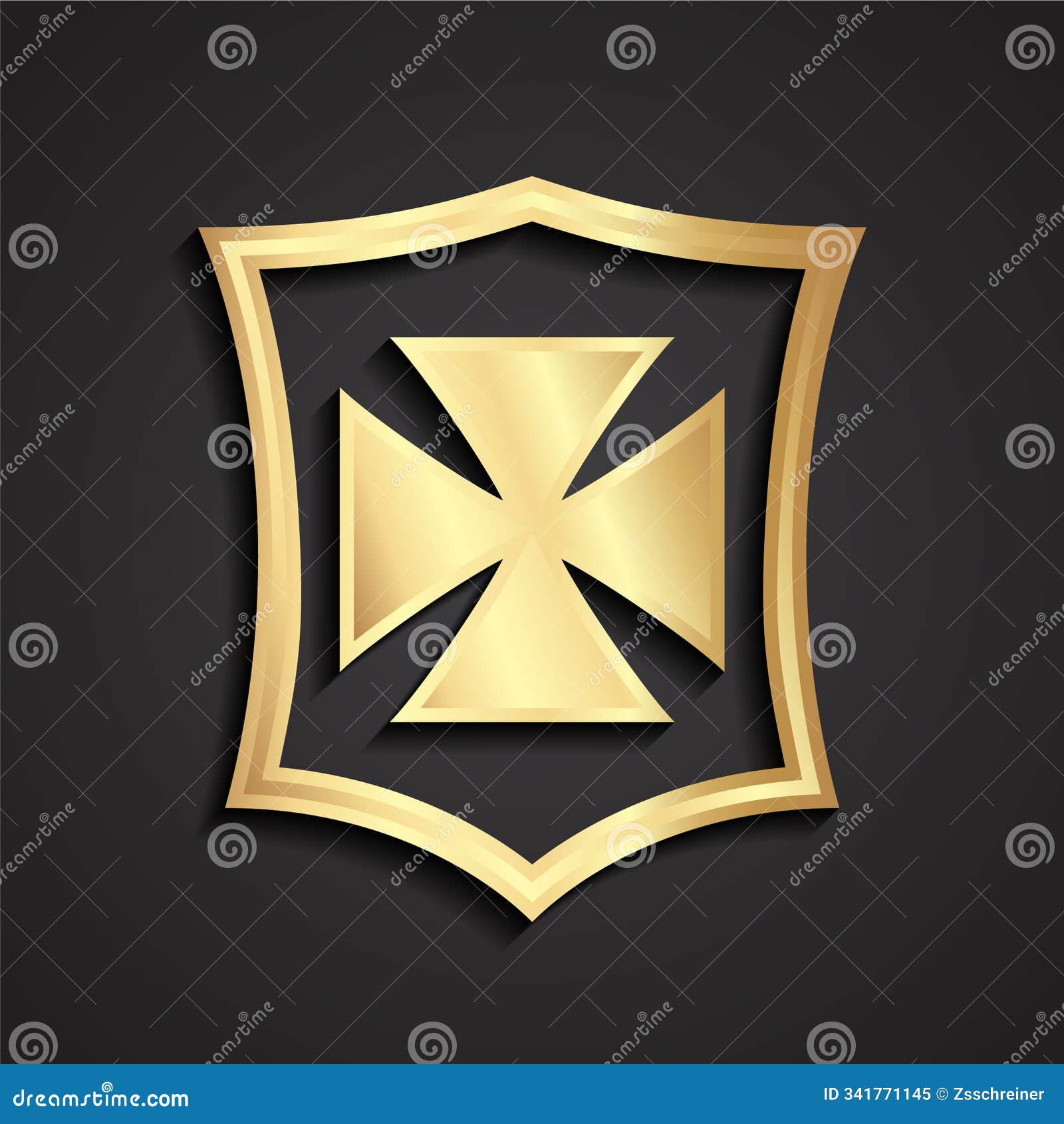 3d Golden Shield with Cross Heraldry Symbol Stock Vector - Illustration ...