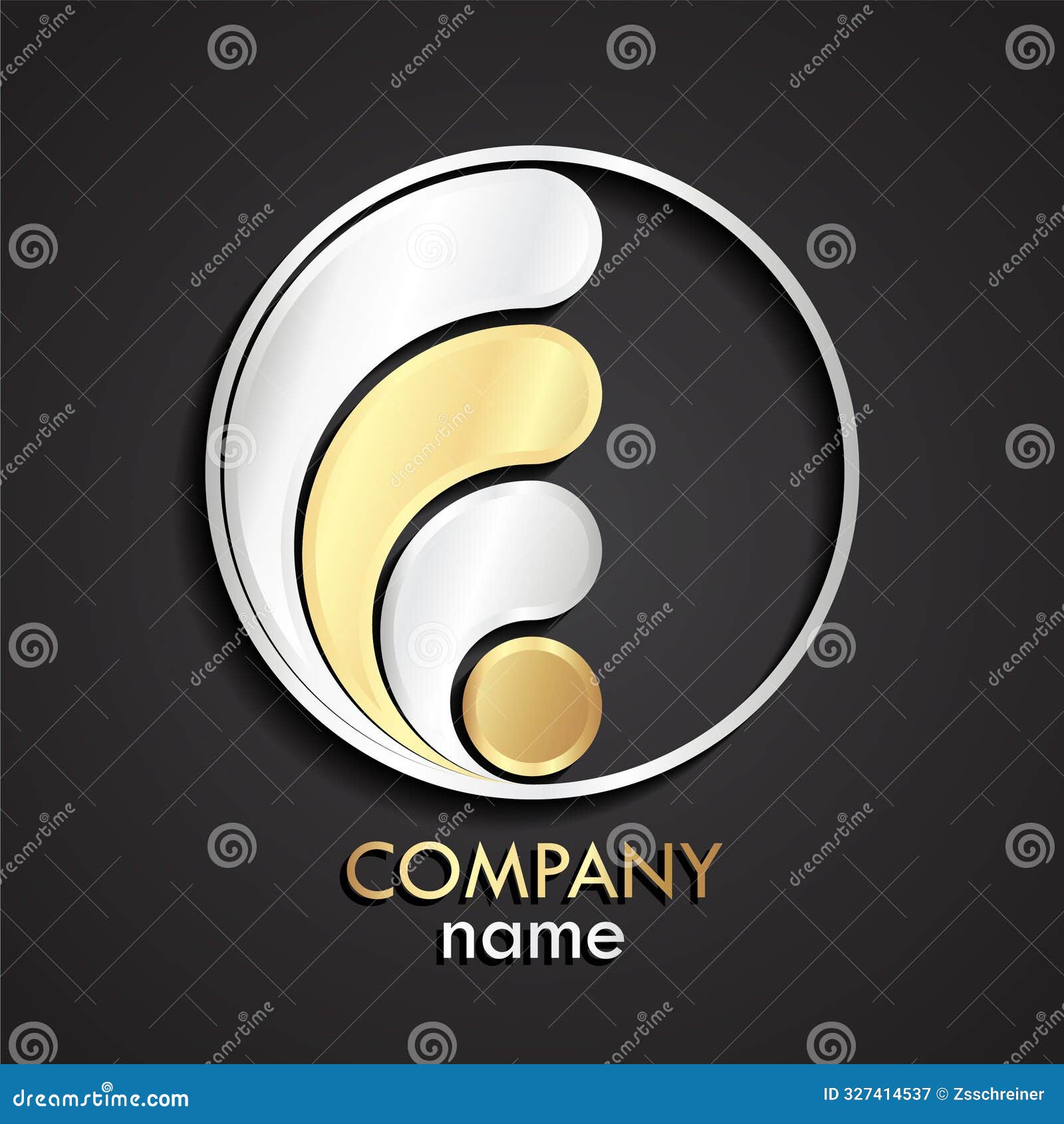 3d Golden Silver Linear Circle Design Logo Stock Vector - Illustration ...