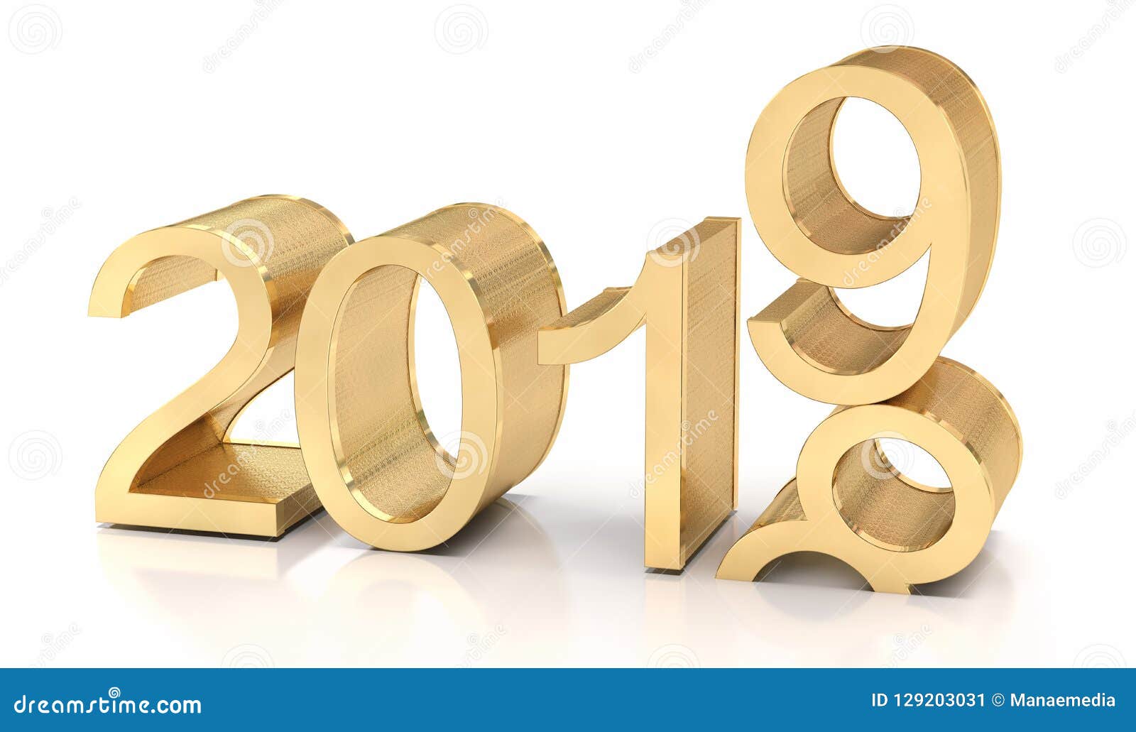 3D Golden Text 2019 on White Background Stock Illustration ...