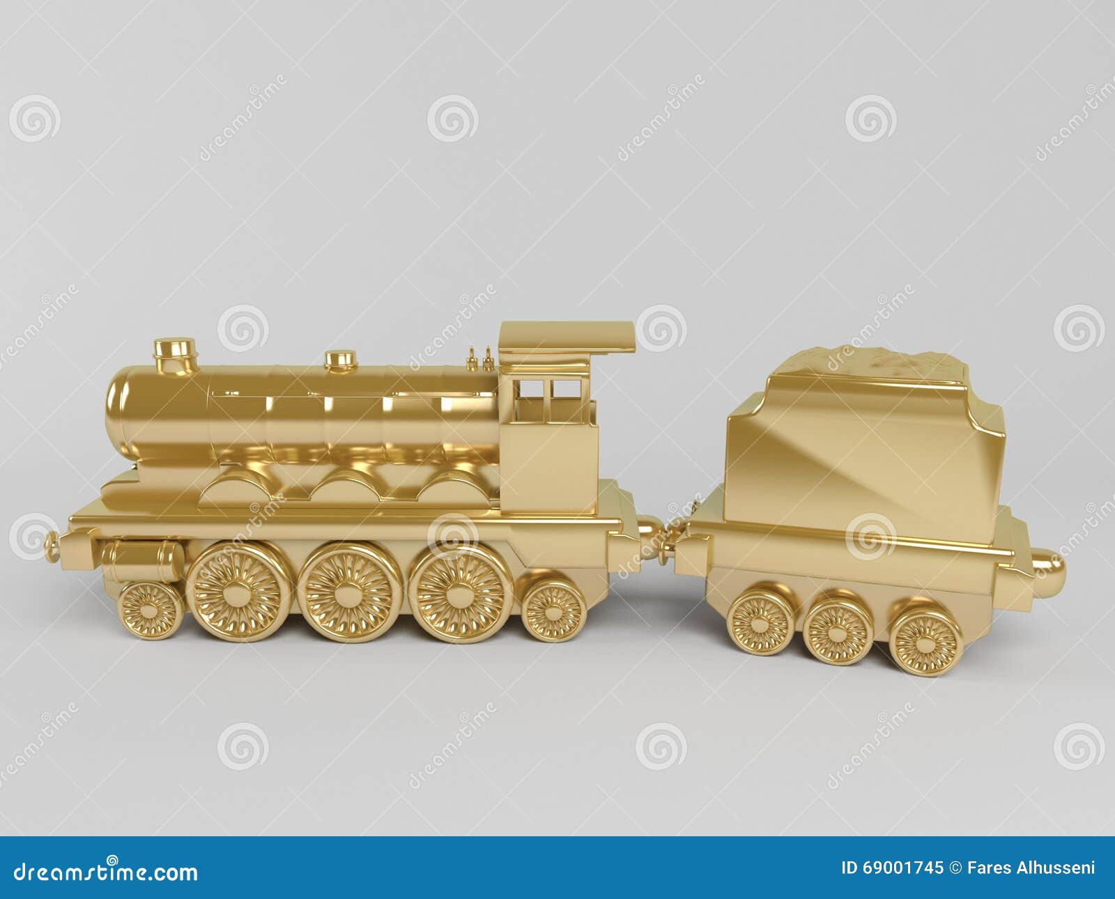 Golden Train Locomotive Royalty-Free Cartoon | CartoonDealer.com #70046870