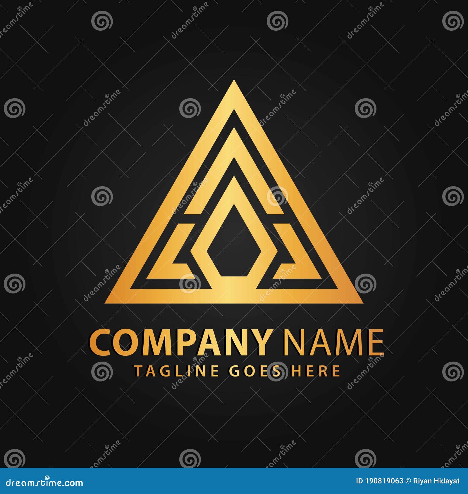3D Golden Triangle Arrow Company Logos Design Vector Illustration ...