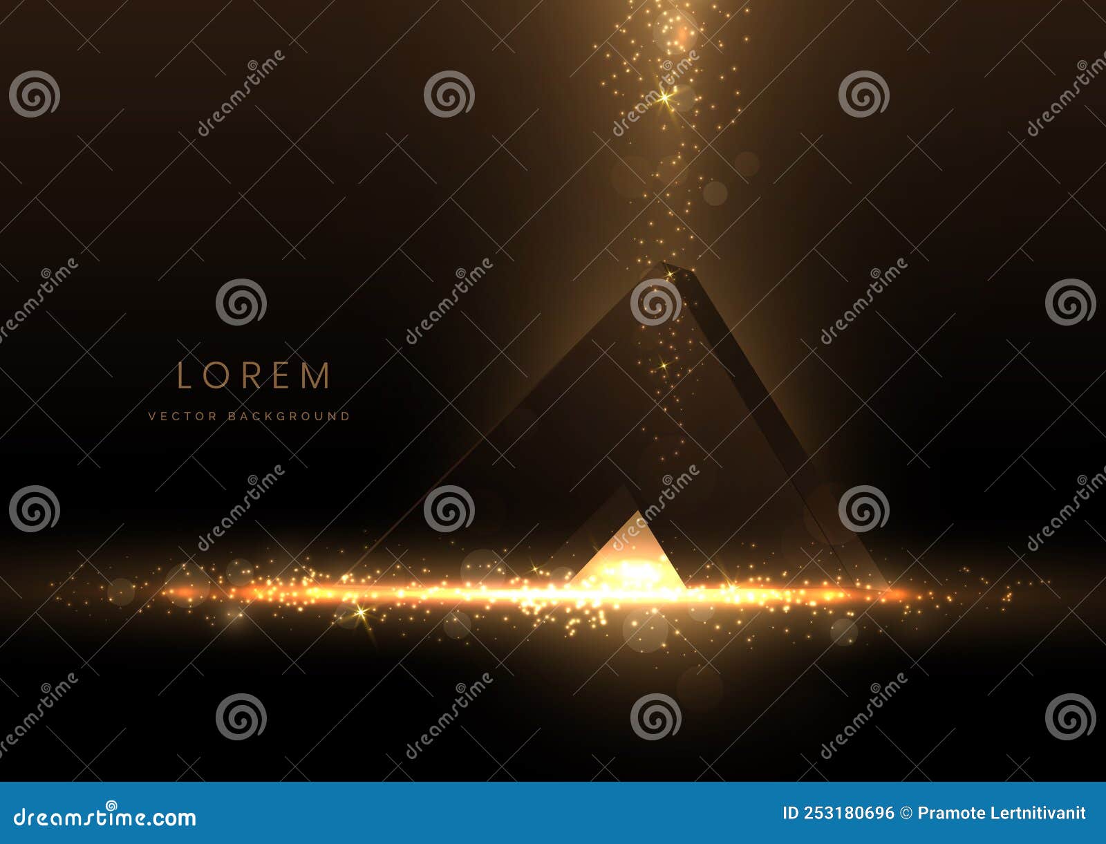 3d Golden Triangle with on Dark Background with Lighting Effect and ...