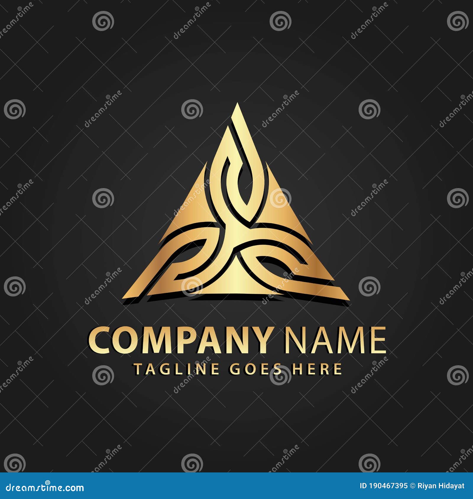 3D Golden Triangle Pyramid Abstract Logos Design Vector Illustration ...