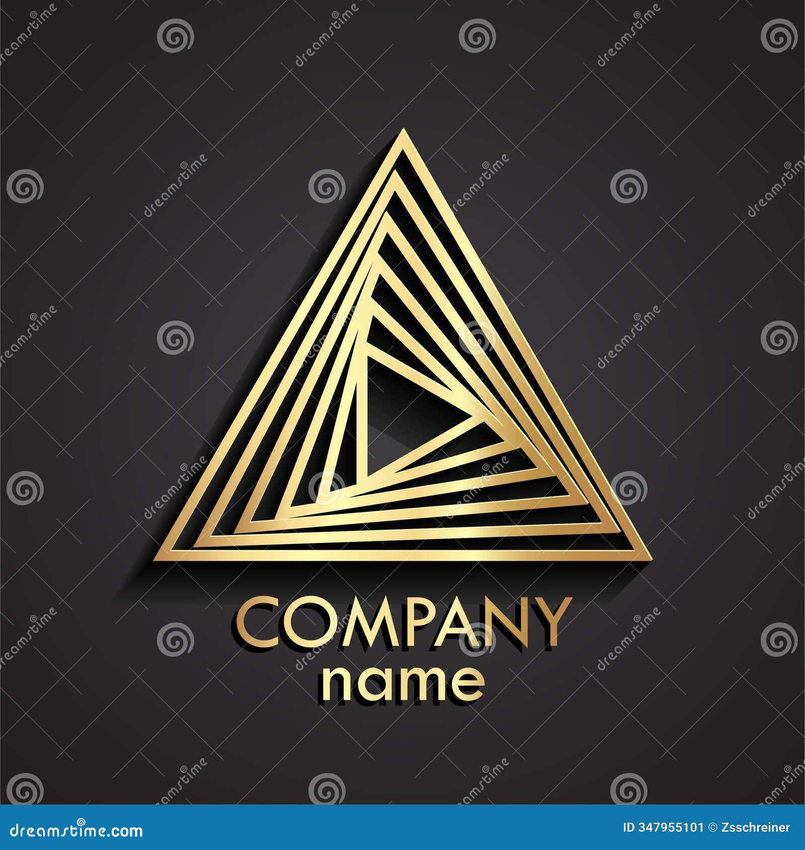 3d Golden Triangular Pyramid Yellow With Shadow Logo Vector ...