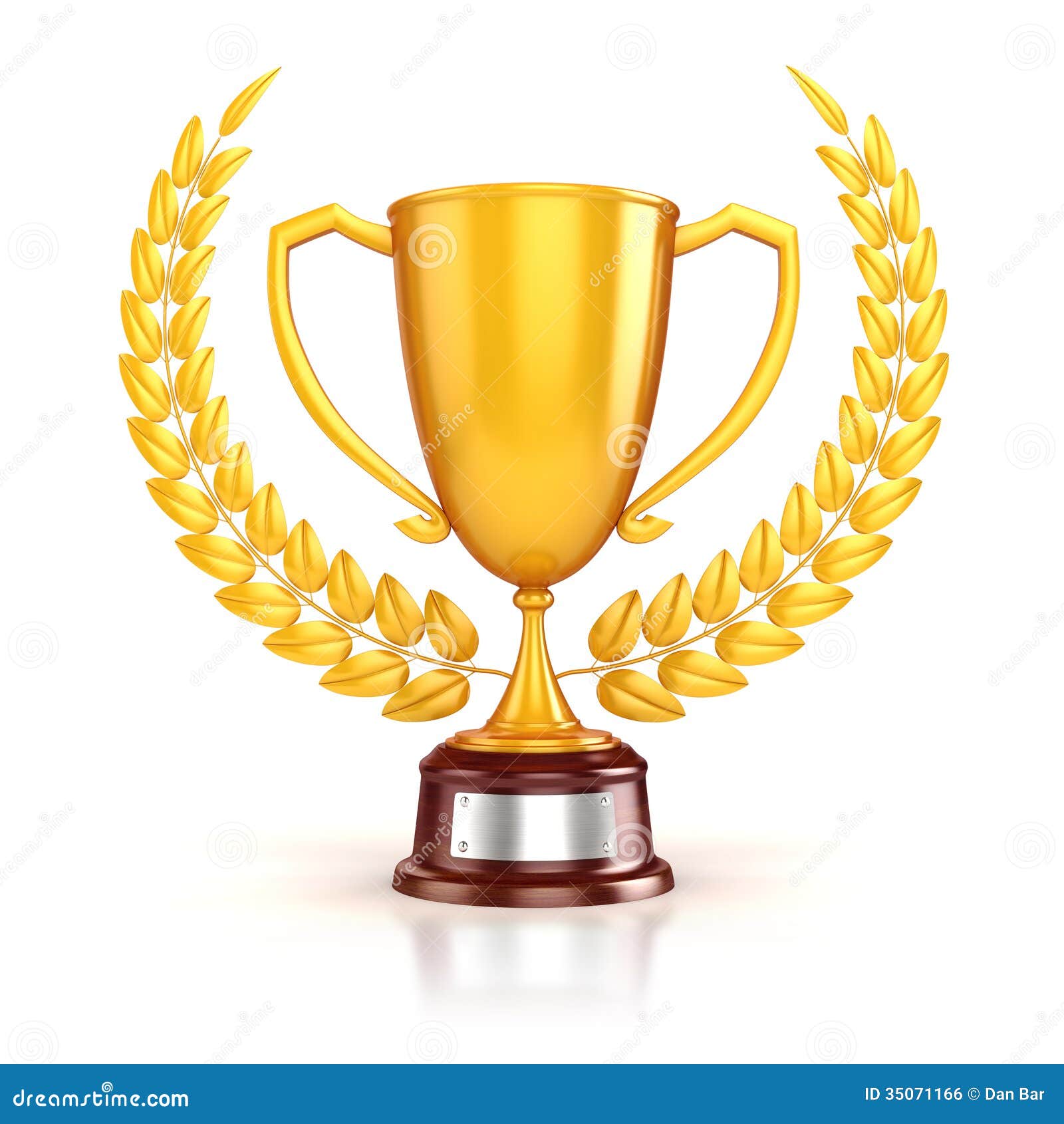 3d Golden Trophy and Laurel Stock Illustration - Illustration of race ...