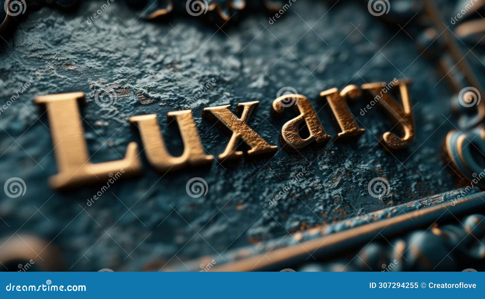 3d Golden Written Text LUXURY on Black Leather Stock Illustration ...
