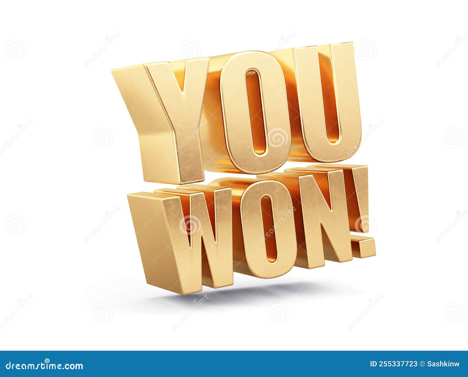 3d Golden You Won Words Isolated on White Stock Illustration ...