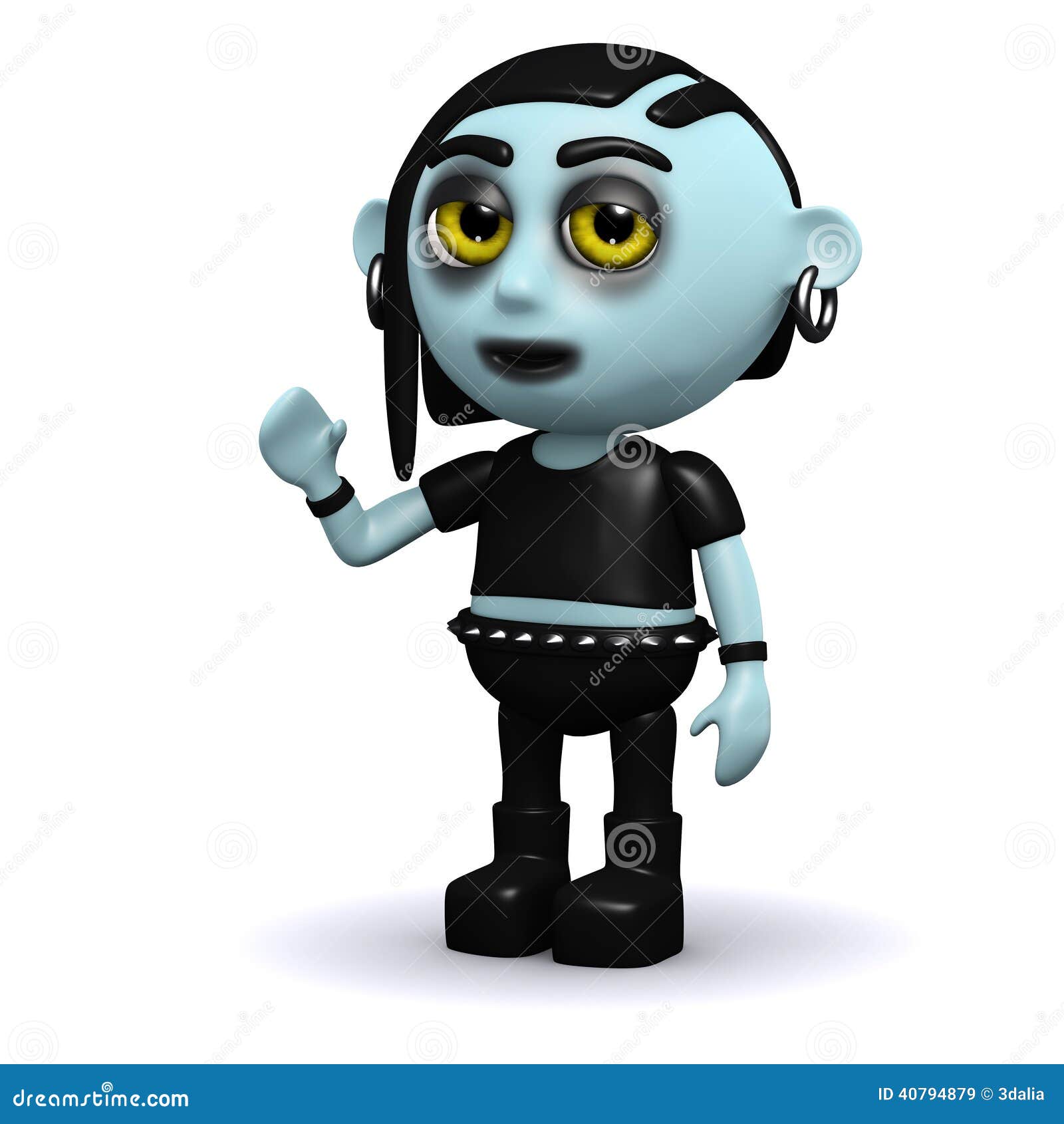 3d Goth waving hello stock illustration. Illustration of grunge - 40794879