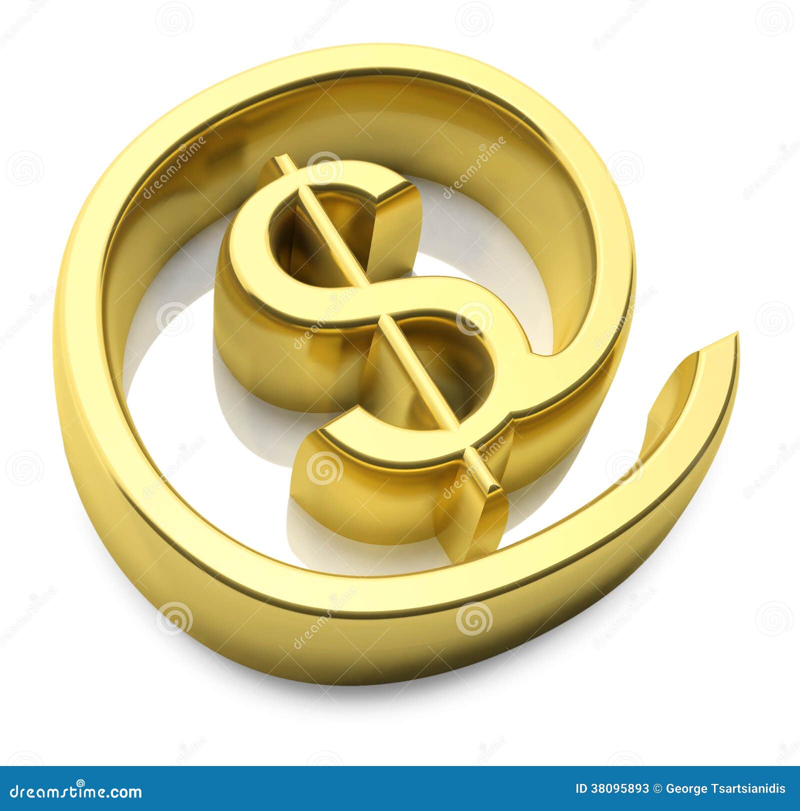 3D Gouden Geld Online Symbool Stock Illustratie - Illustration of goud ...