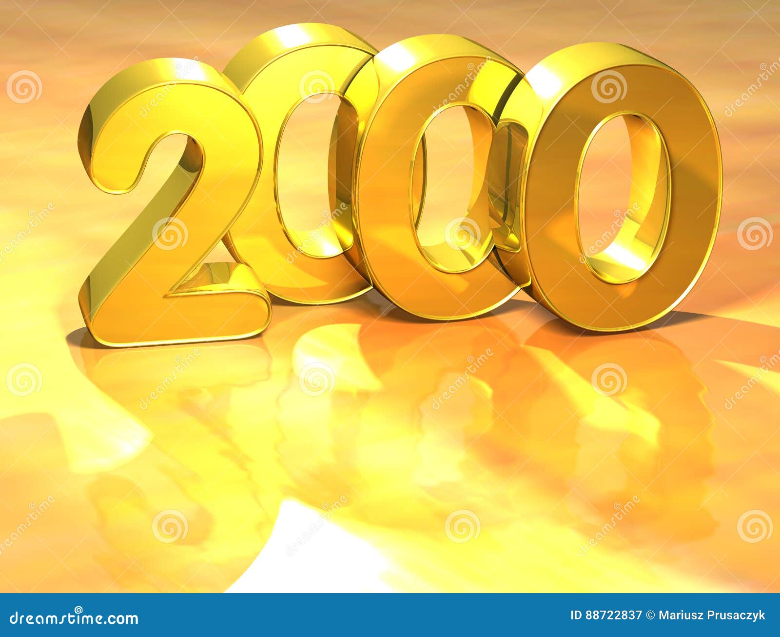 3D Gouden Het Rangschikken Nummer 2000 Op Witte Achtergrond Stock ...