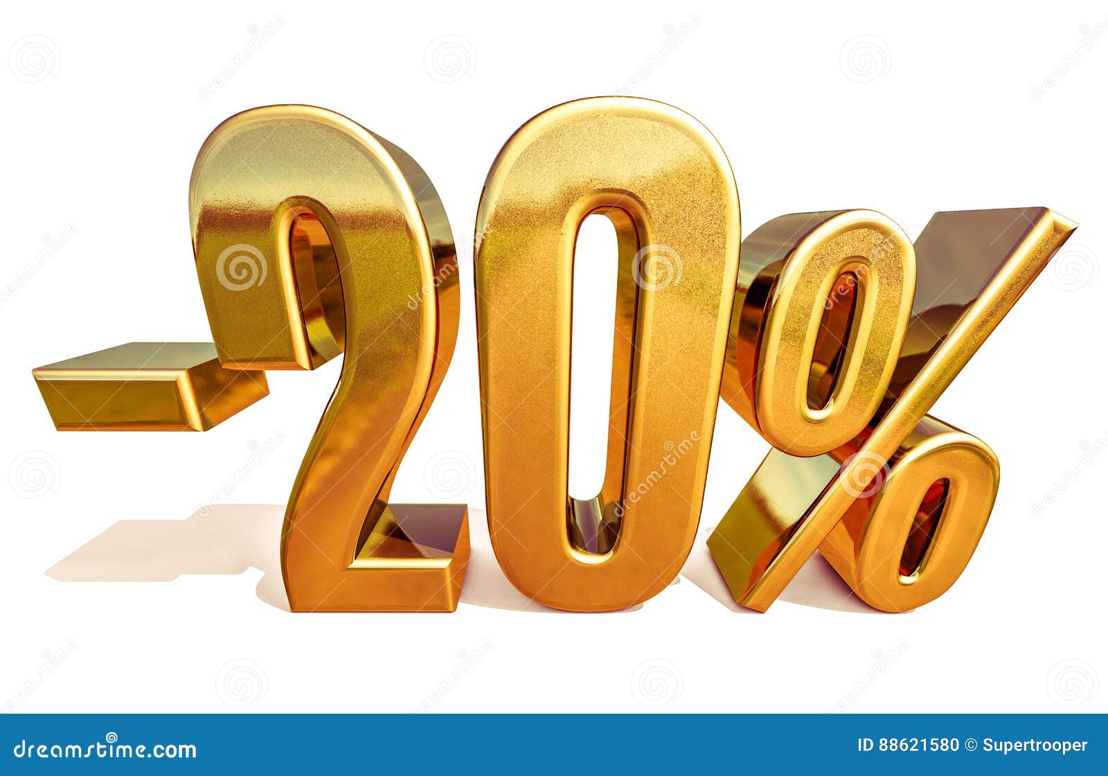 3d Gouden Teken Van De 20 Twintig Percentenkorting Stock Illustratie ...