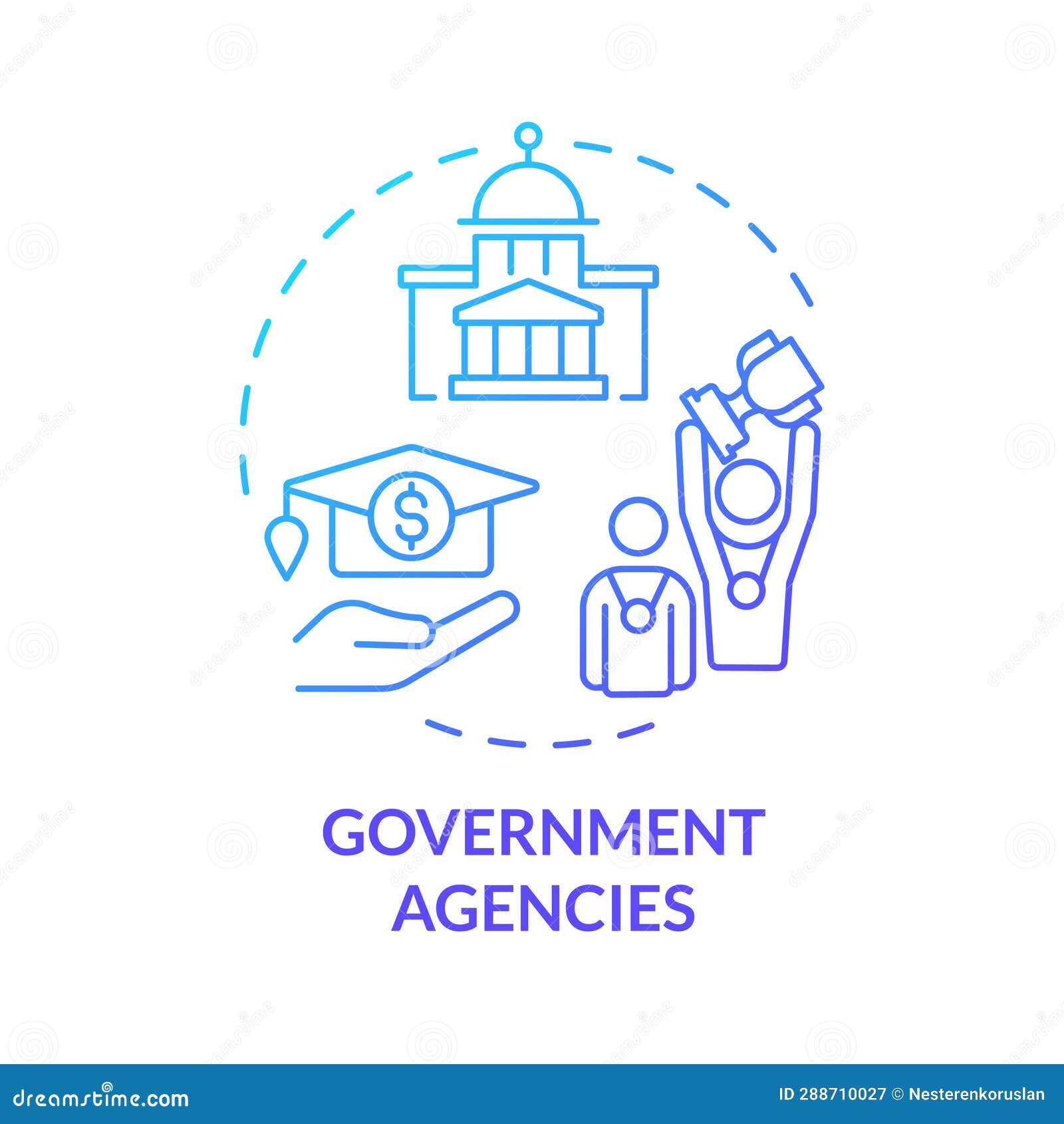 2D Government Agencies Gradient Thin Line Icon Concept Stock Vector ...
