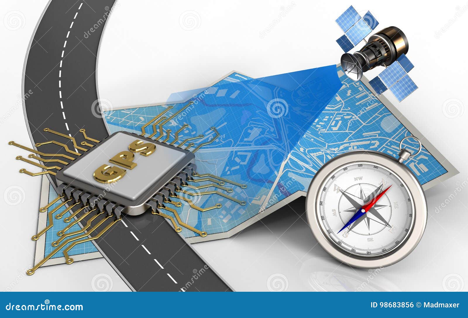 3d gps chip stock illustration. Illustration of hightway - 98683856
